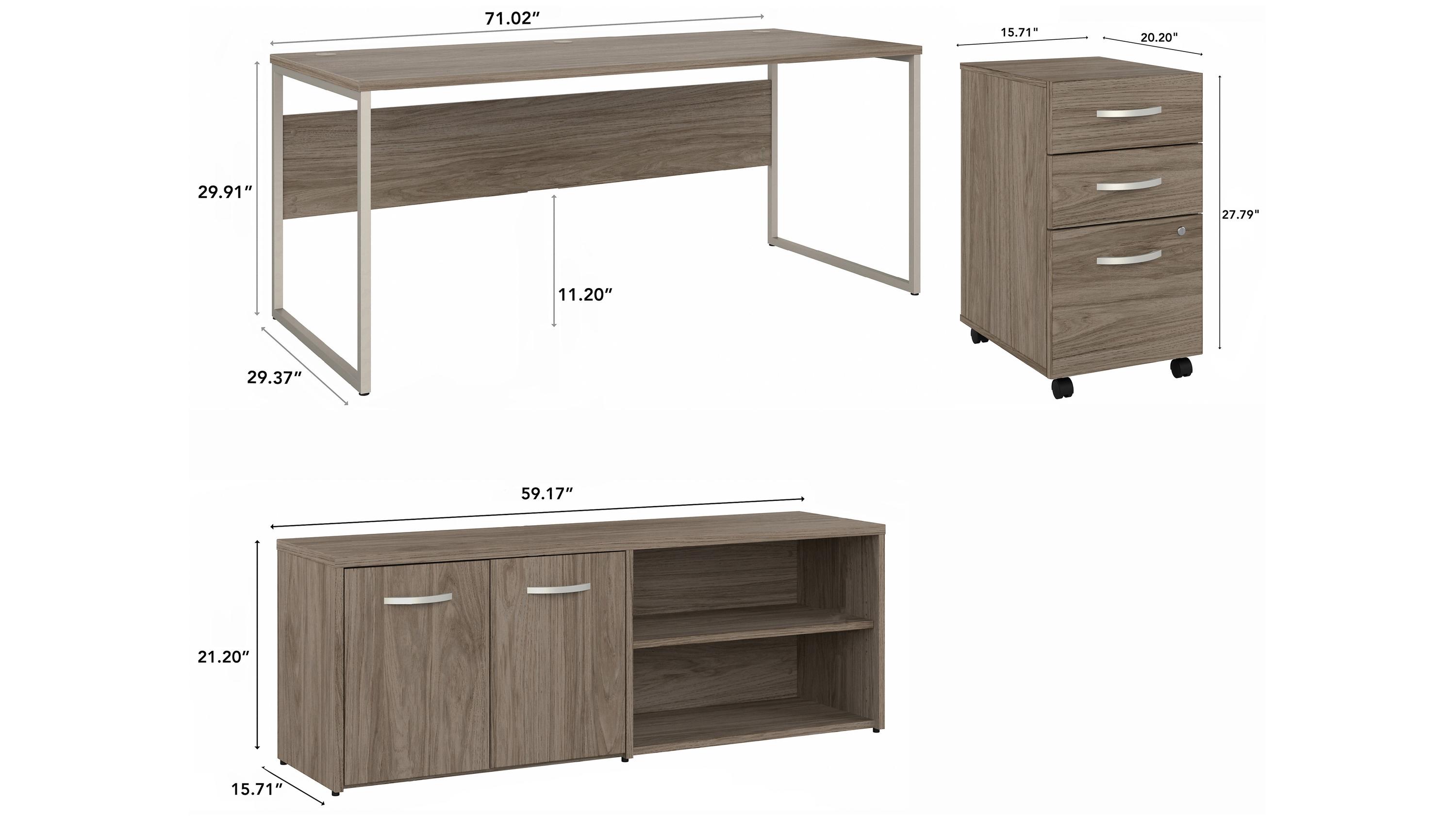 Steinbeck Workstation Desk w/ Credenza and File Cabinet | Raymour ...