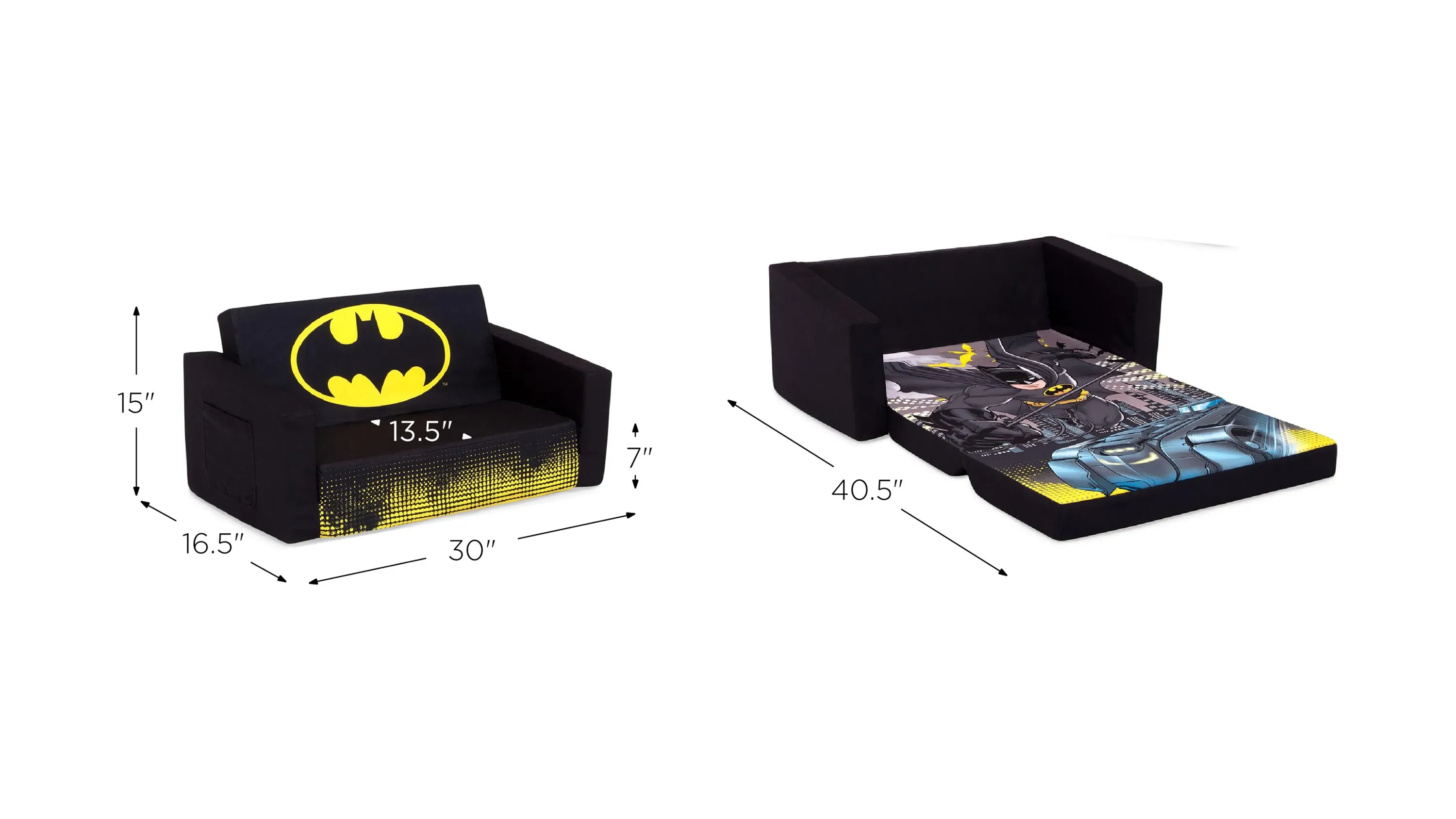 Batman Cozee Flip-Out Kids Sofa 2-in-1 Convertible Sofa to Lounger by ...