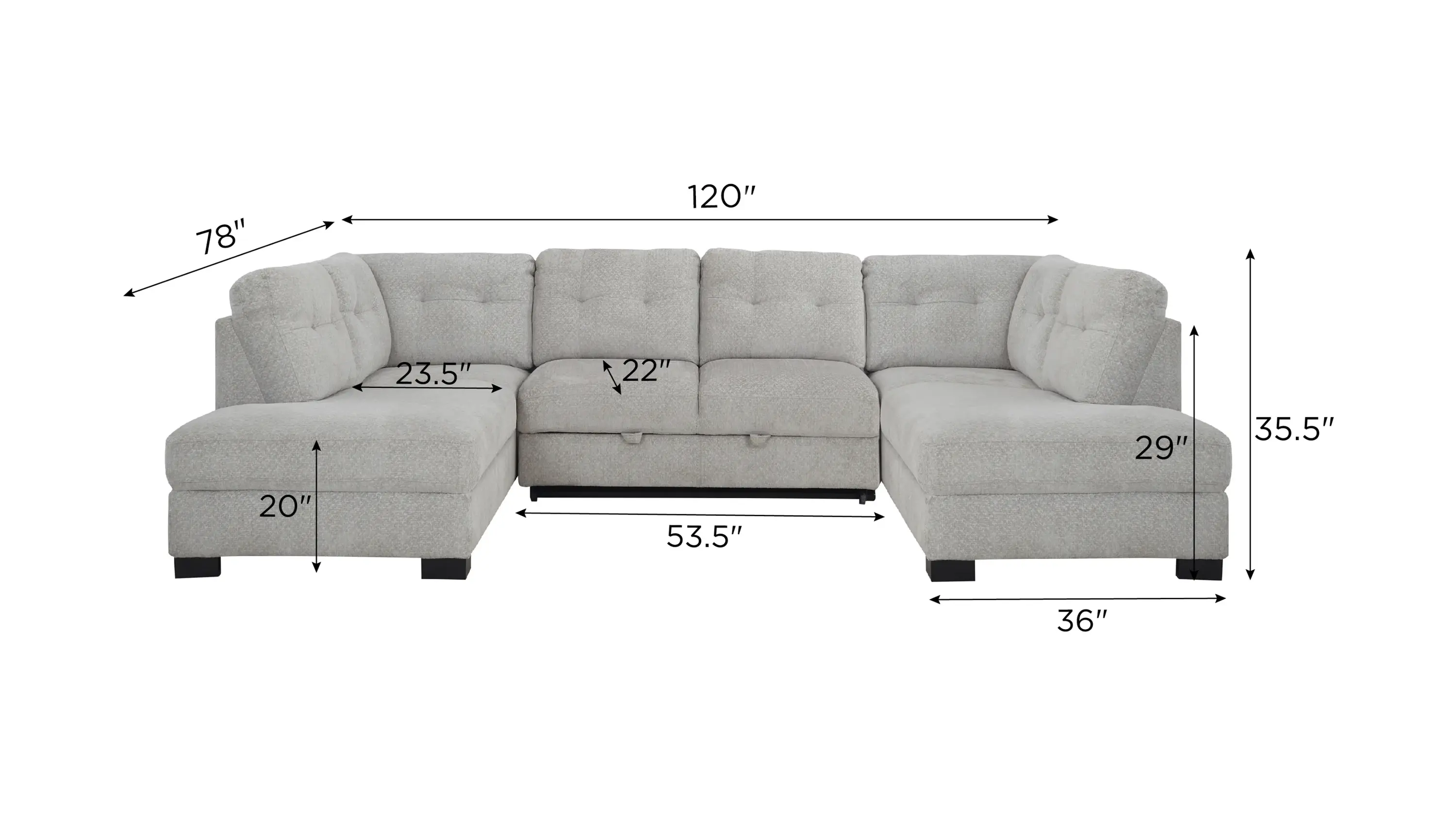 Pierce 3-pc. Sectional w/ Pop Up Sleeper | Raymour & Flanigan