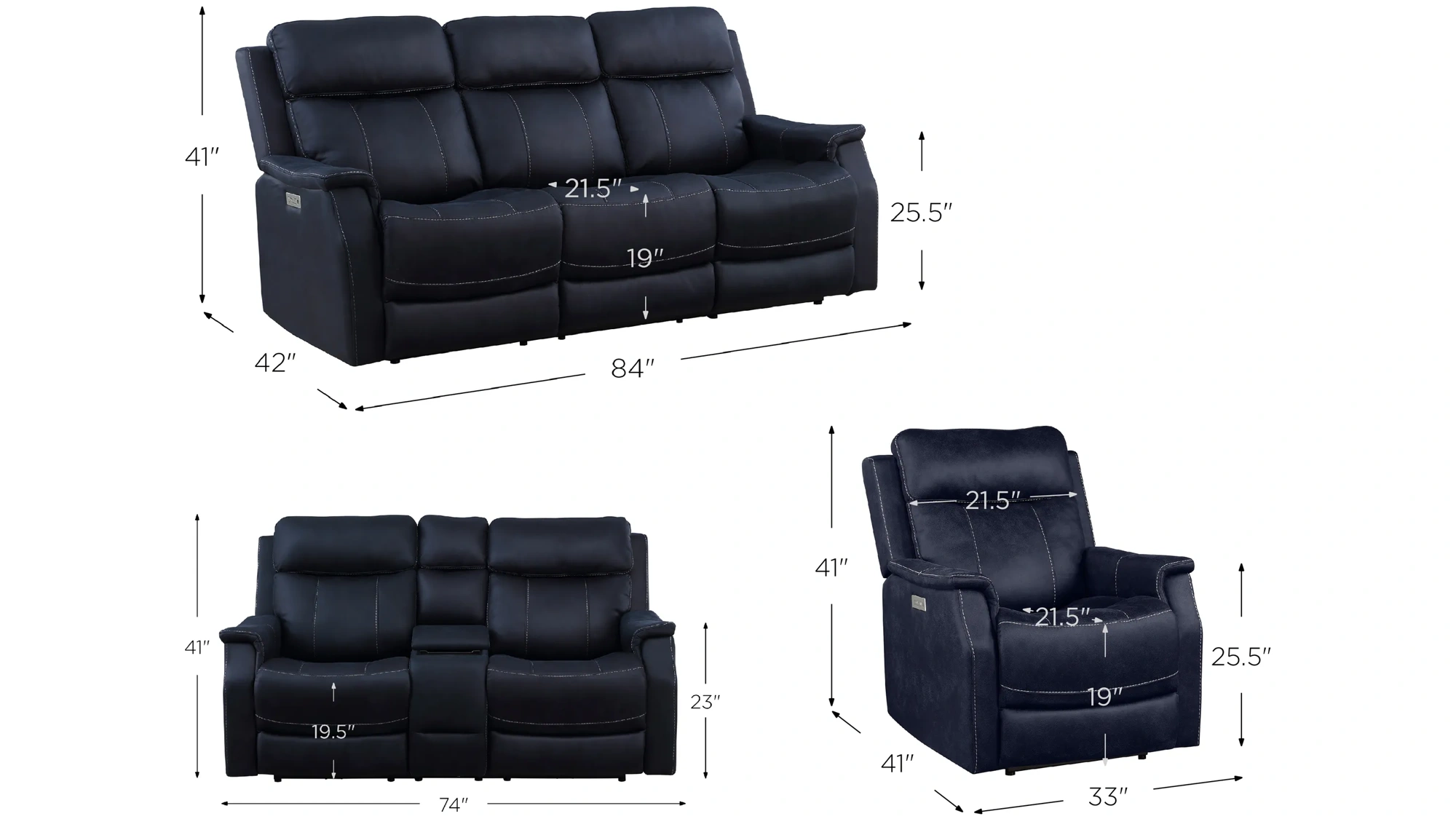 Valencia 3 pc. Sofa Loveseat Recliner Set