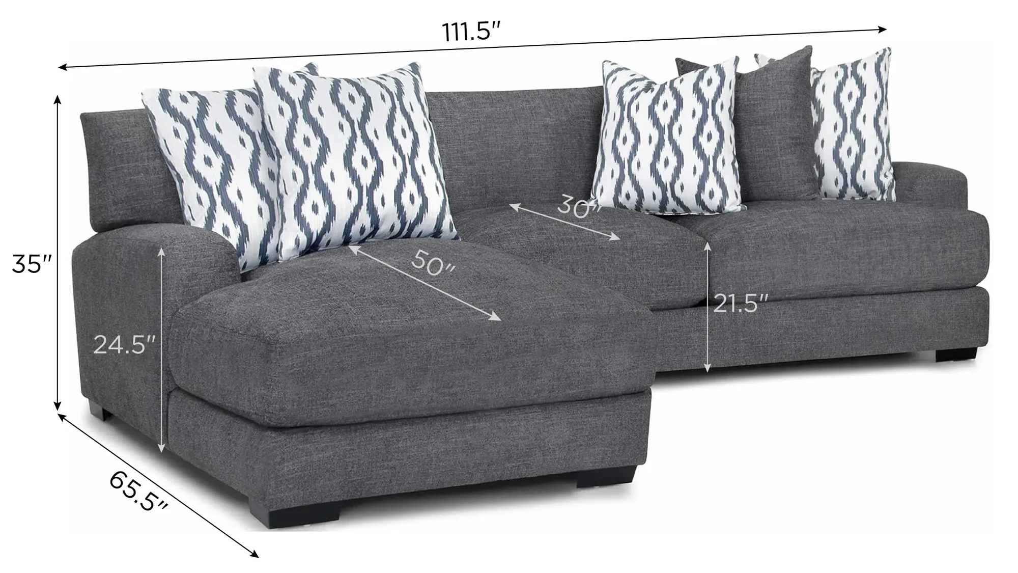 Franklin Furniture Journey 2 Piece Sectional in Merriville Graphite