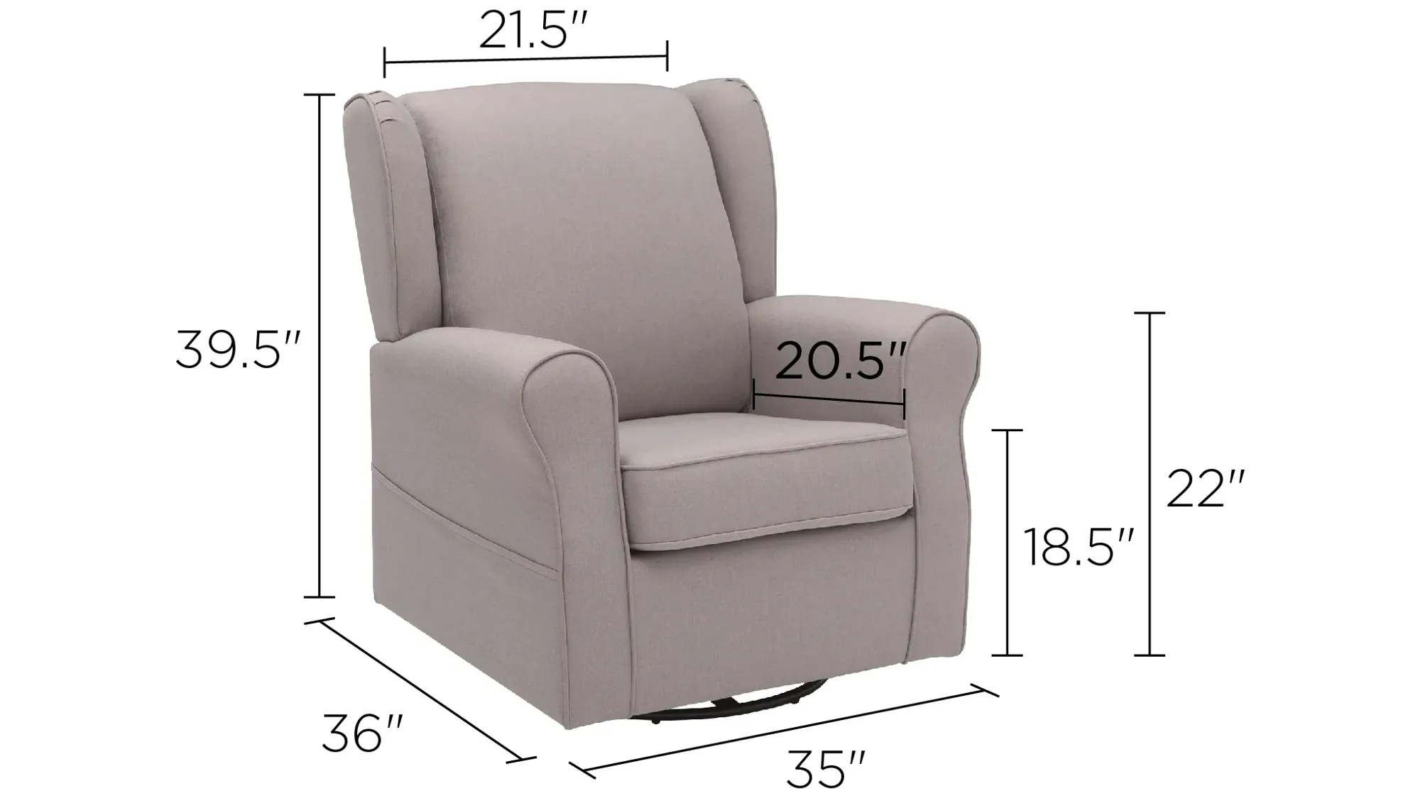 Delta Children Reston Nursery Glider Swivel Rocker Chair Grey