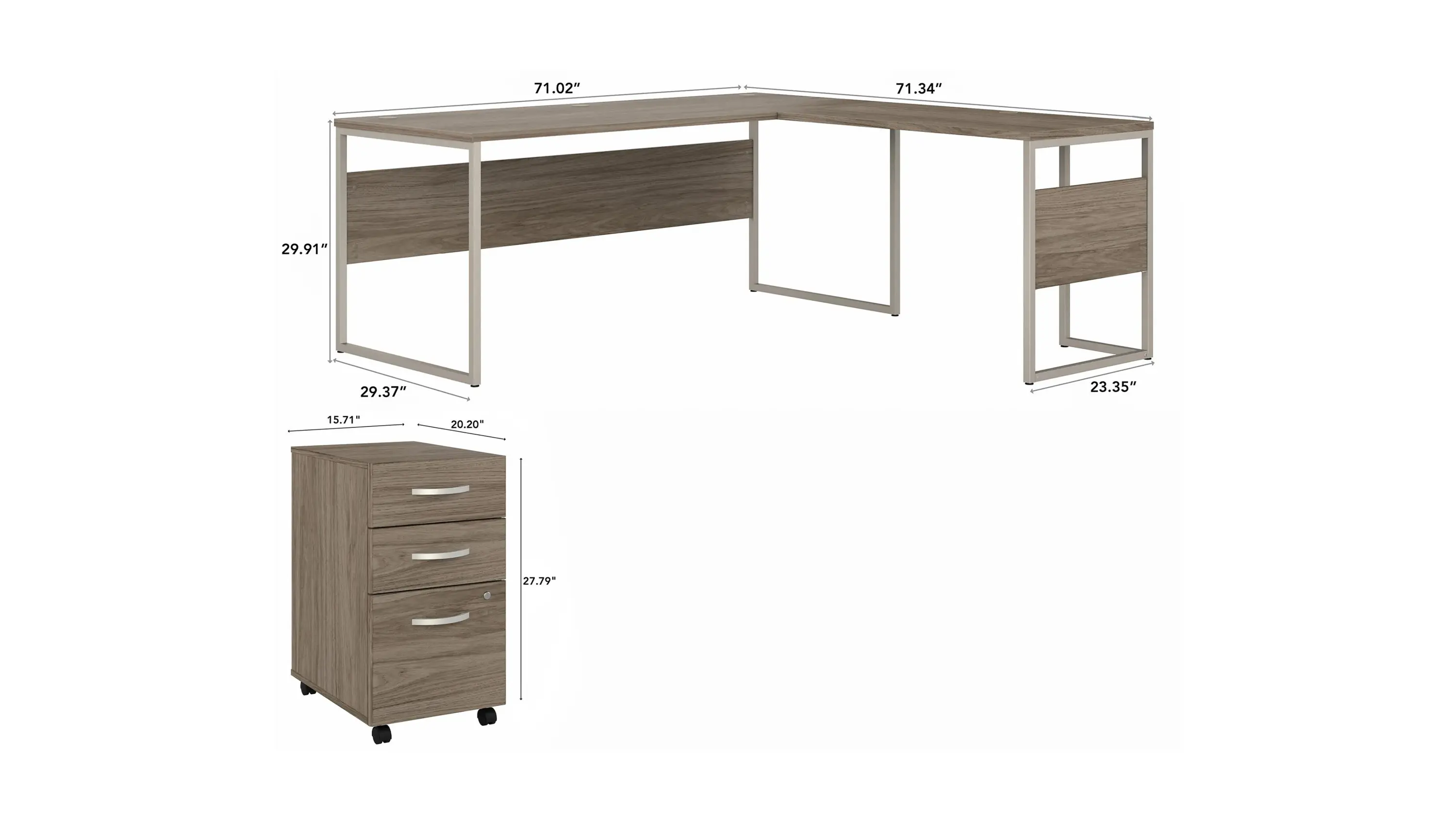Steinbeck L-Shaped Desk w/ File Cabinet | Raymour & Flanigan