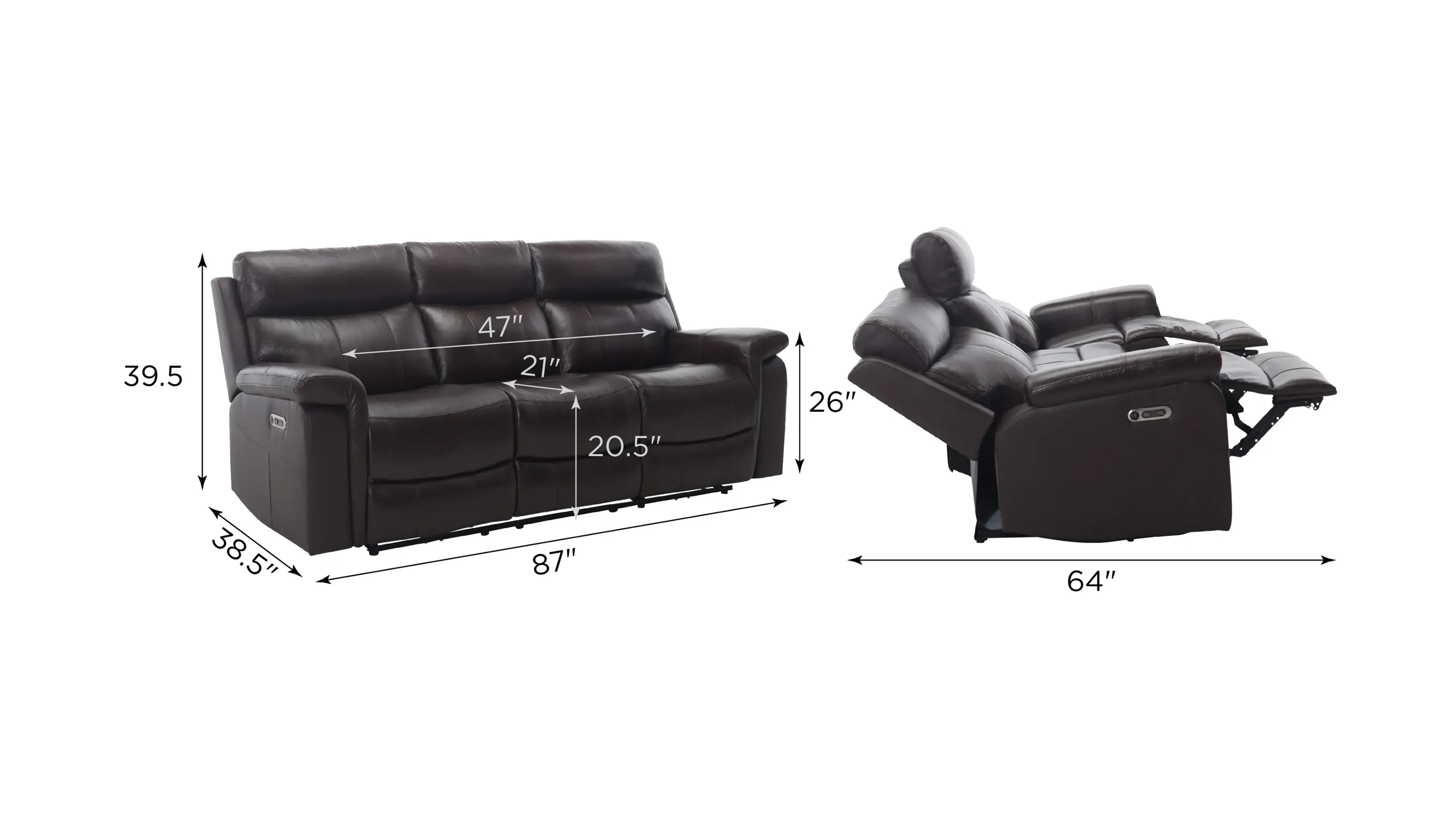 Xander Leather Power Sofa | Raymour & Flanigan