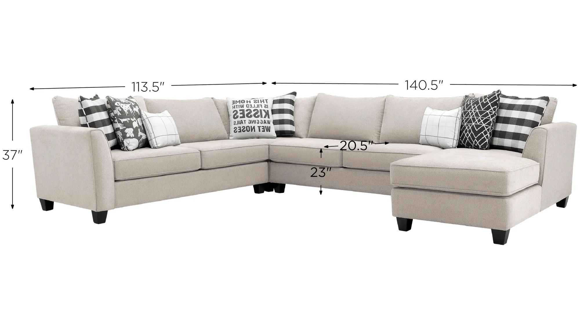 Daine 4 pc. Sectional Sofa in Popstitch Shell by Fusion Furniture