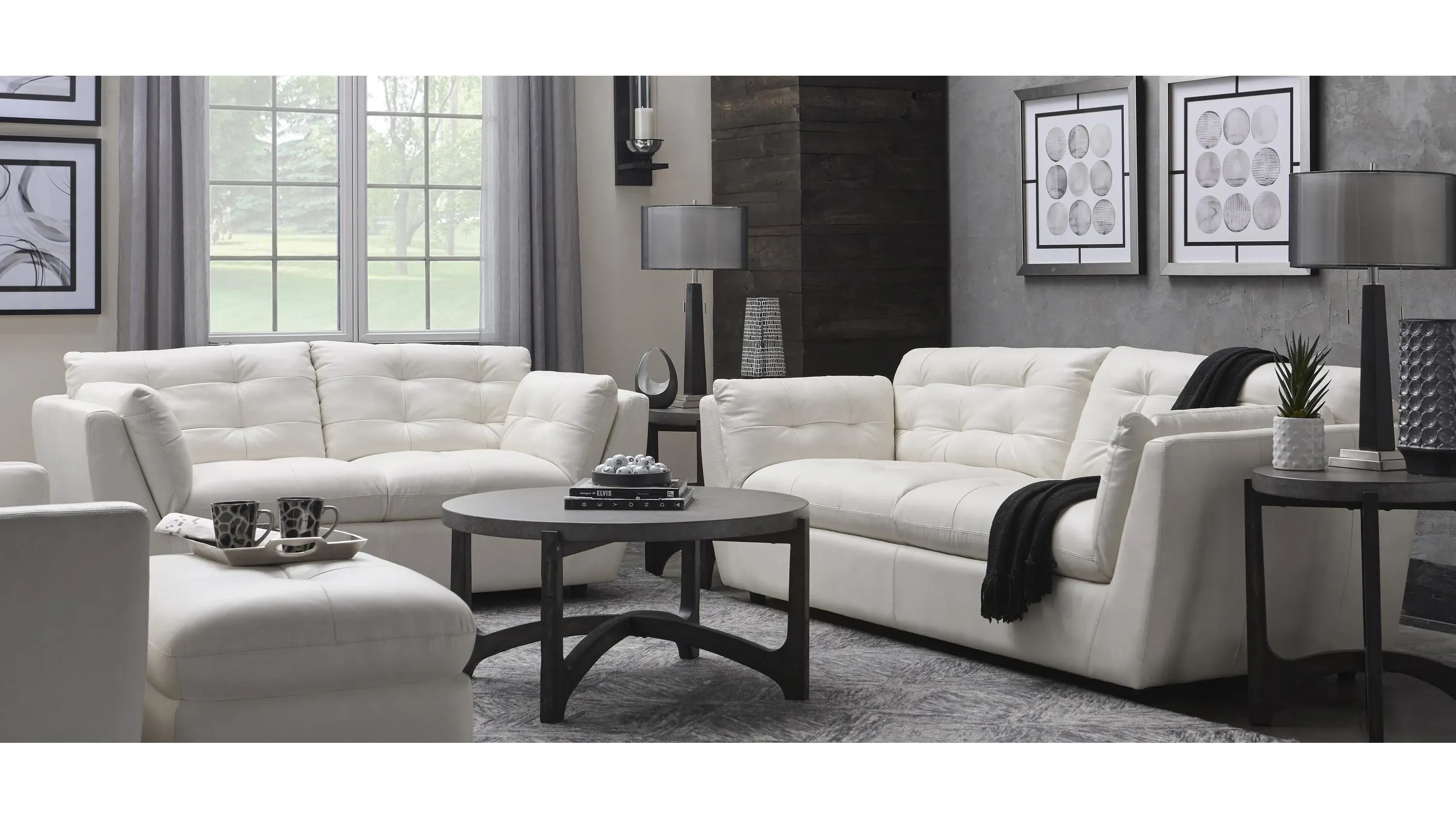 off white leather sofa