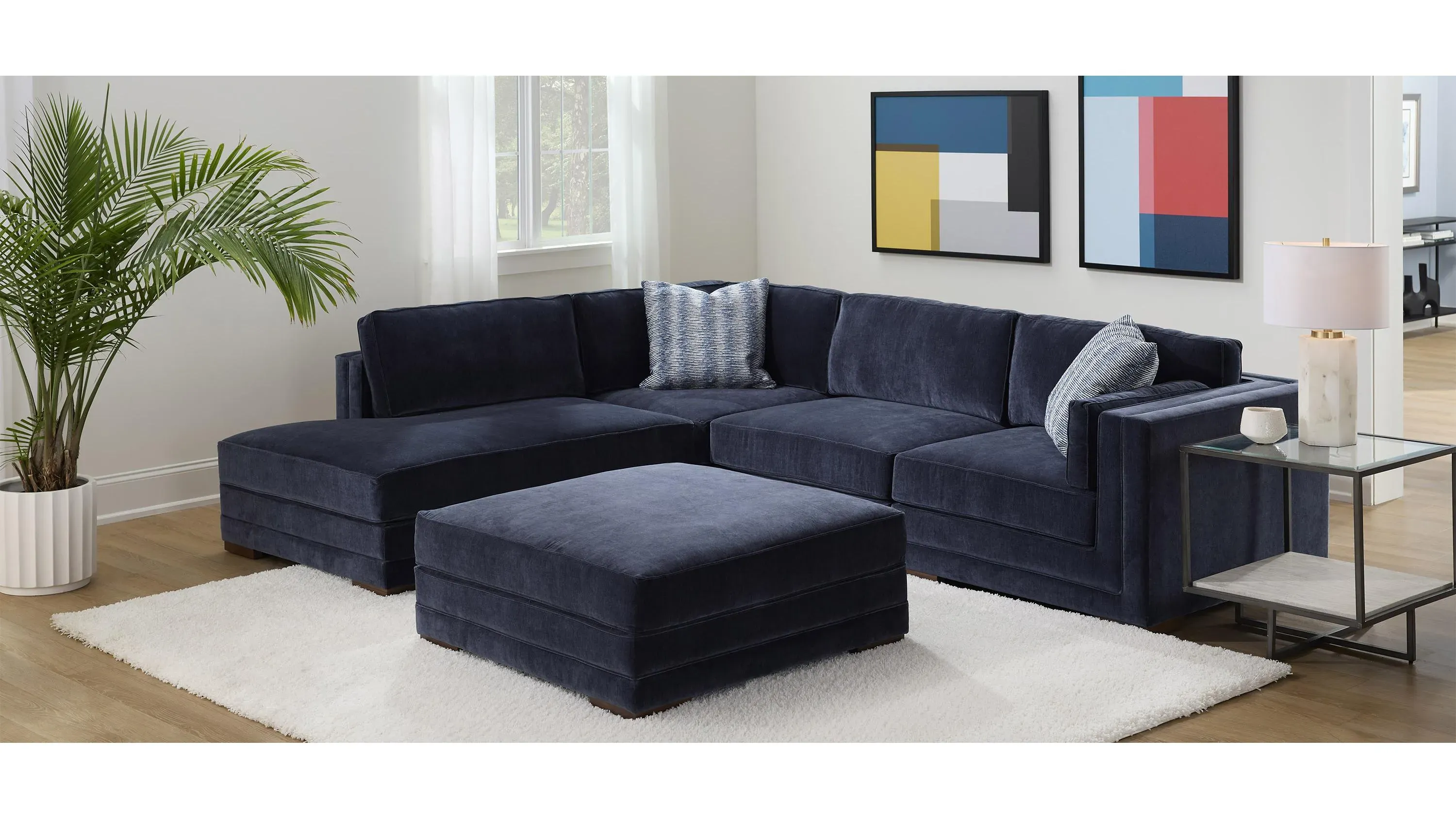 Remmi 4 pc. Sectional in Amici Indigo by Jonathan Louis