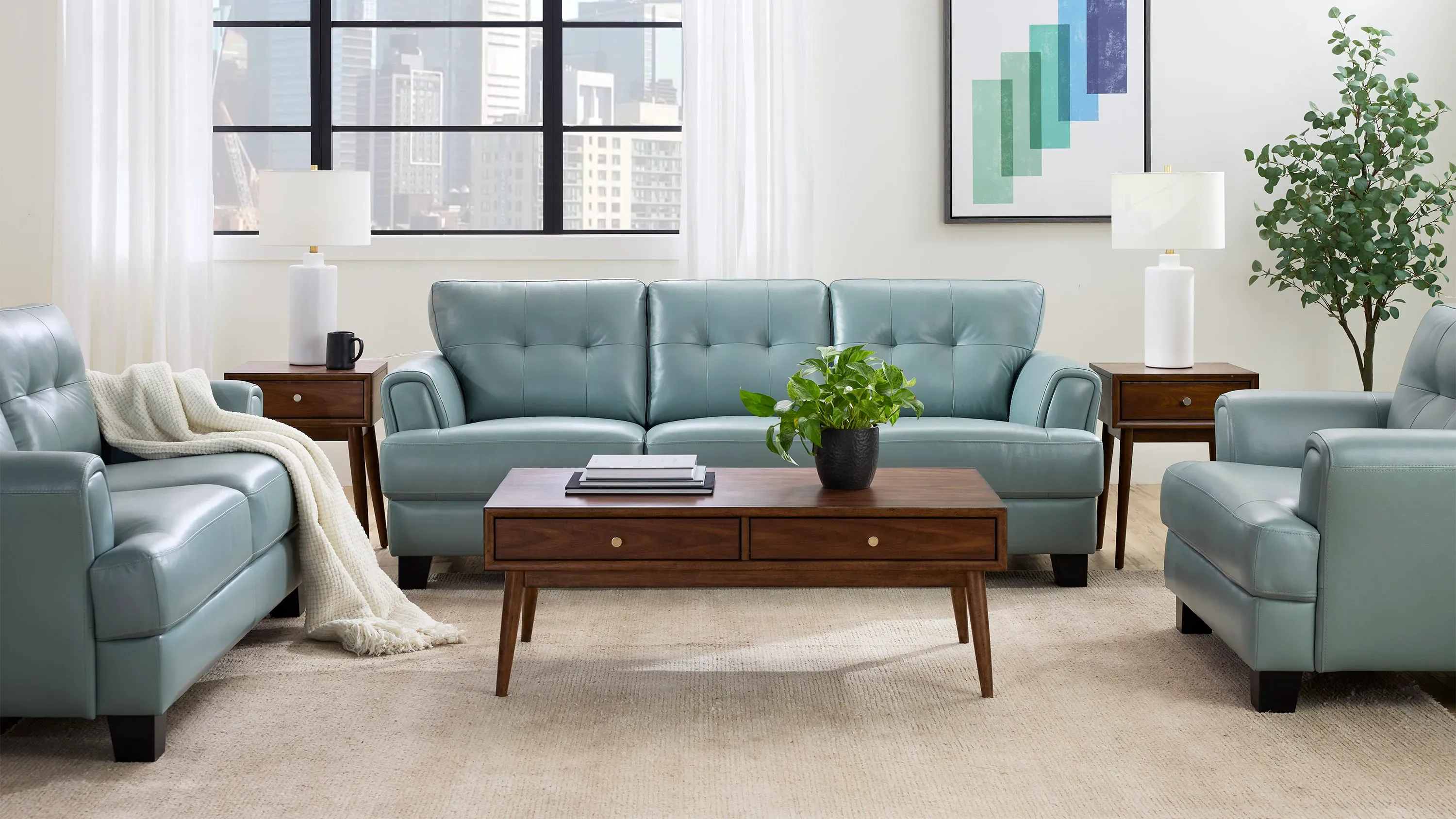 Diego Leather Sofa Raymour Flanigan