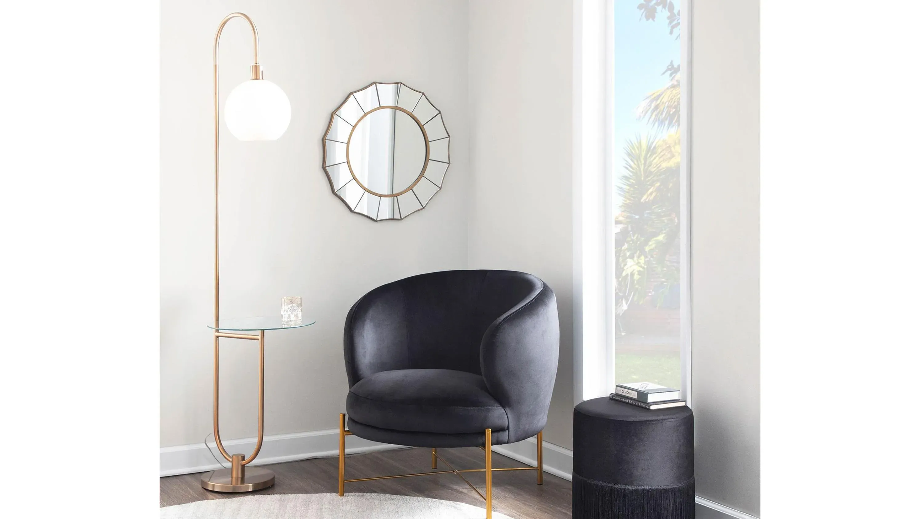Trombone Floor Lamp with Table | Raymour & Flanigan | Raymour & Flanigan