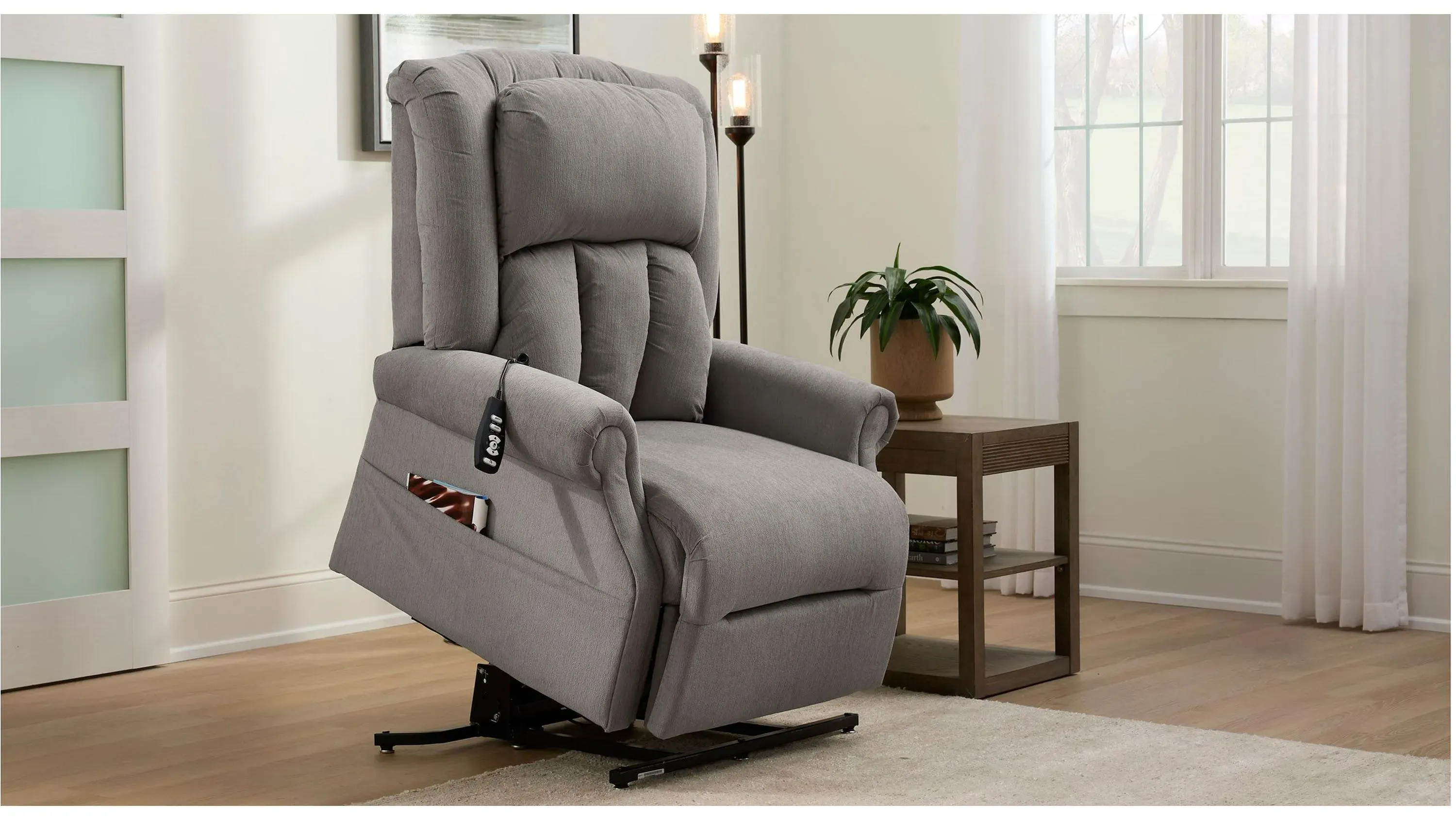 Barett Power Lift Recliner w Heat Massage in Gray by Bellanest