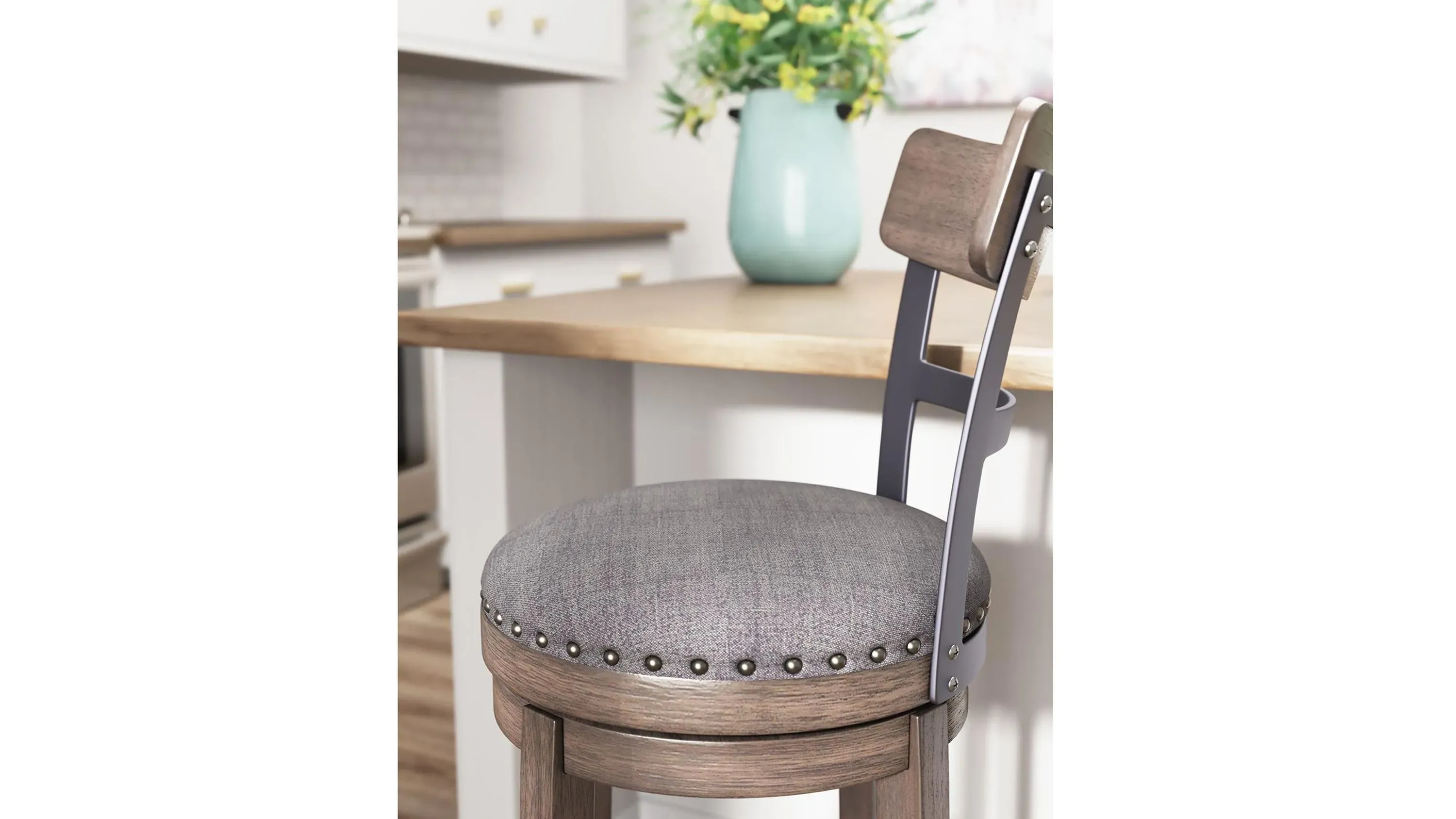 Nash Bar-Height Upholstered Swivel Stool | Raymour & Flanigan