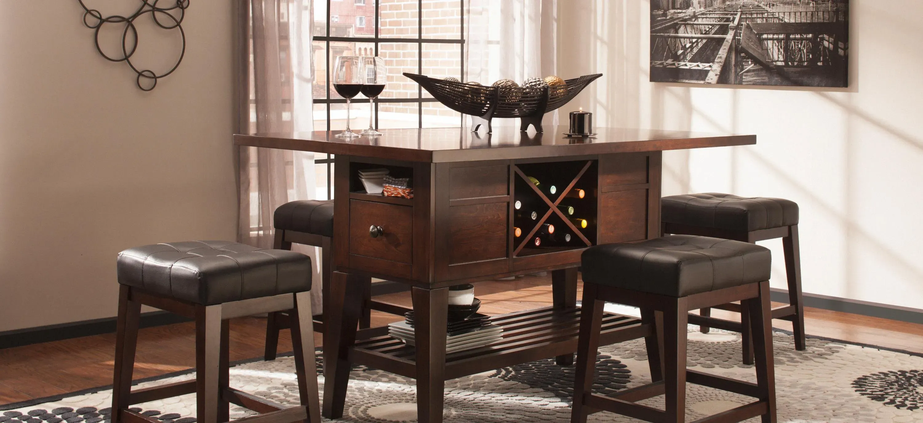 Dining table with wine storage store
