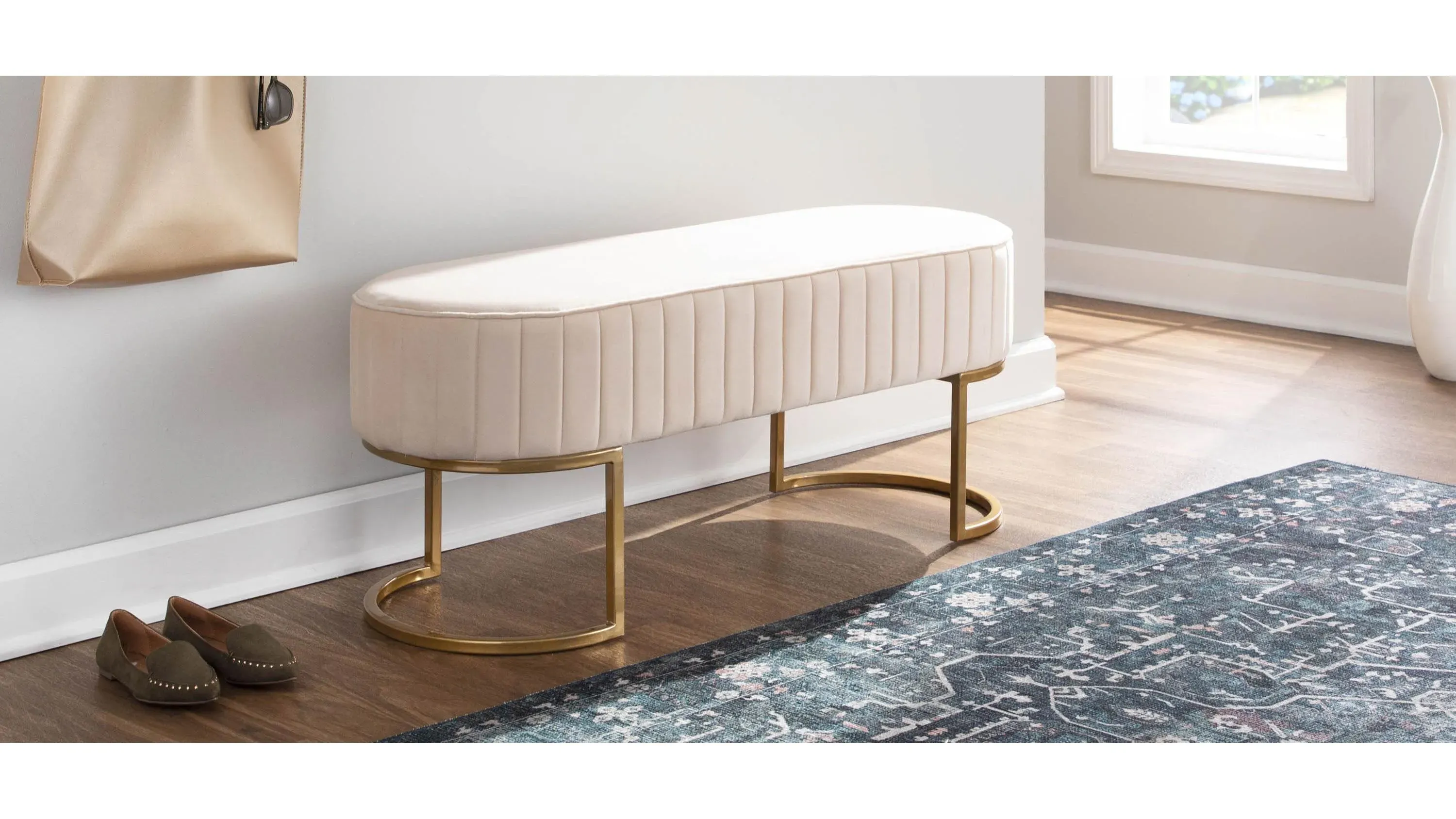 Demi Pleated Bench | Raymour & Flanigan