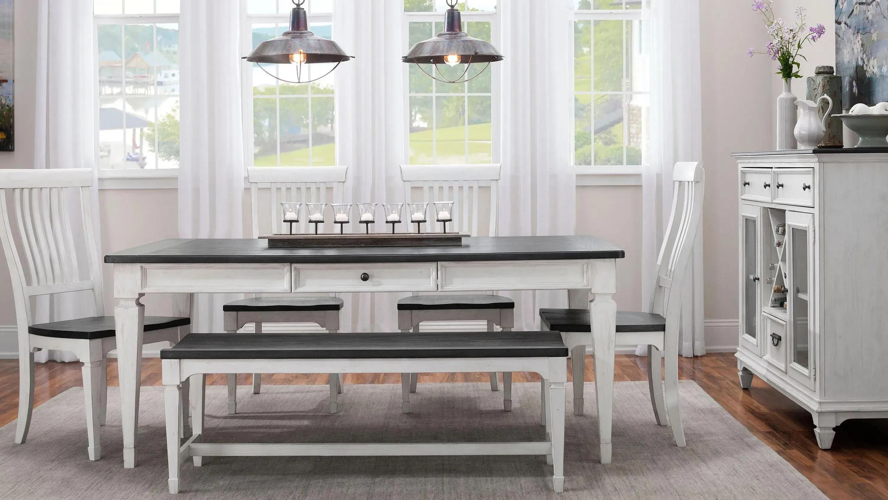 bench dining room table set