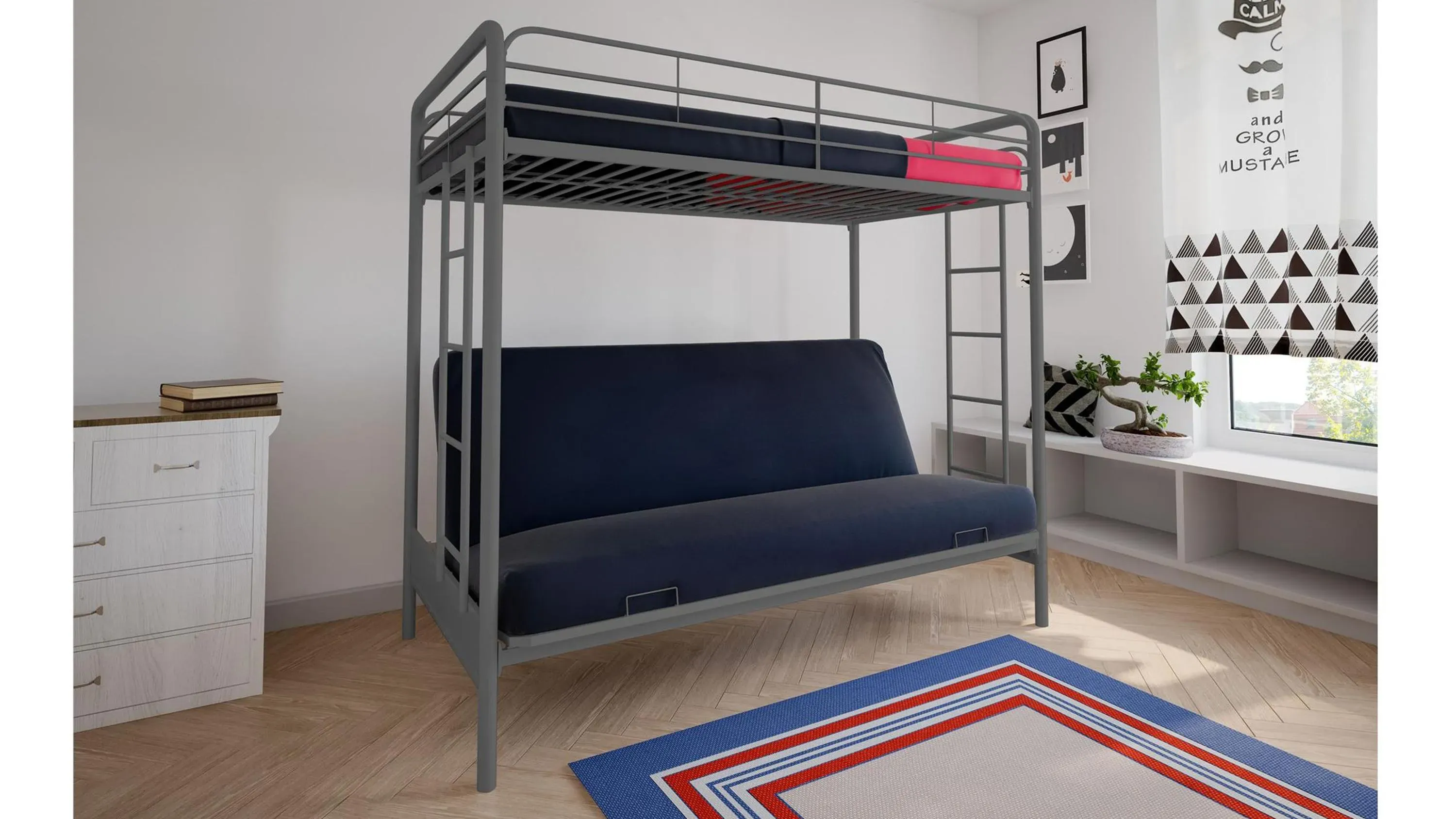 Atwater Living Metal Twin Over Futon Bunk Bed | Raymour & Flanigan