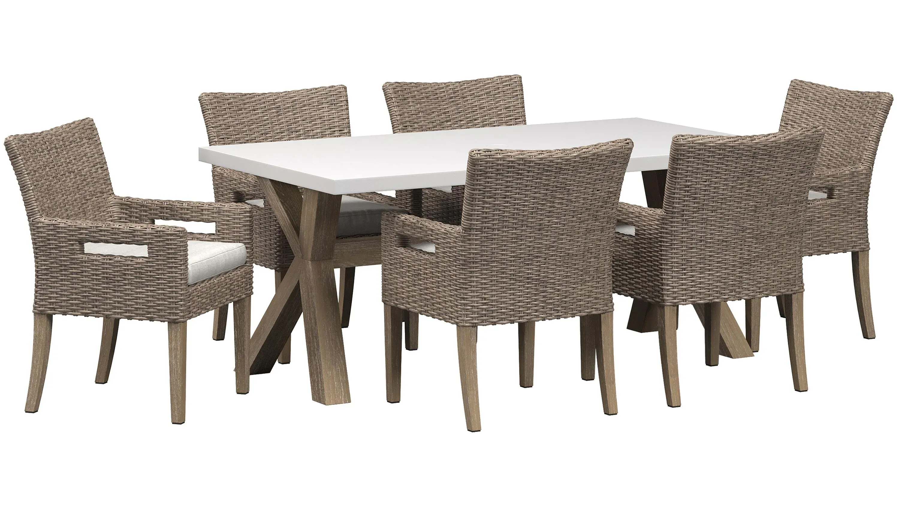 Vineyard 7 Piece Composite and Eucalyptus Outdoor Rectangle Patio Dining Set