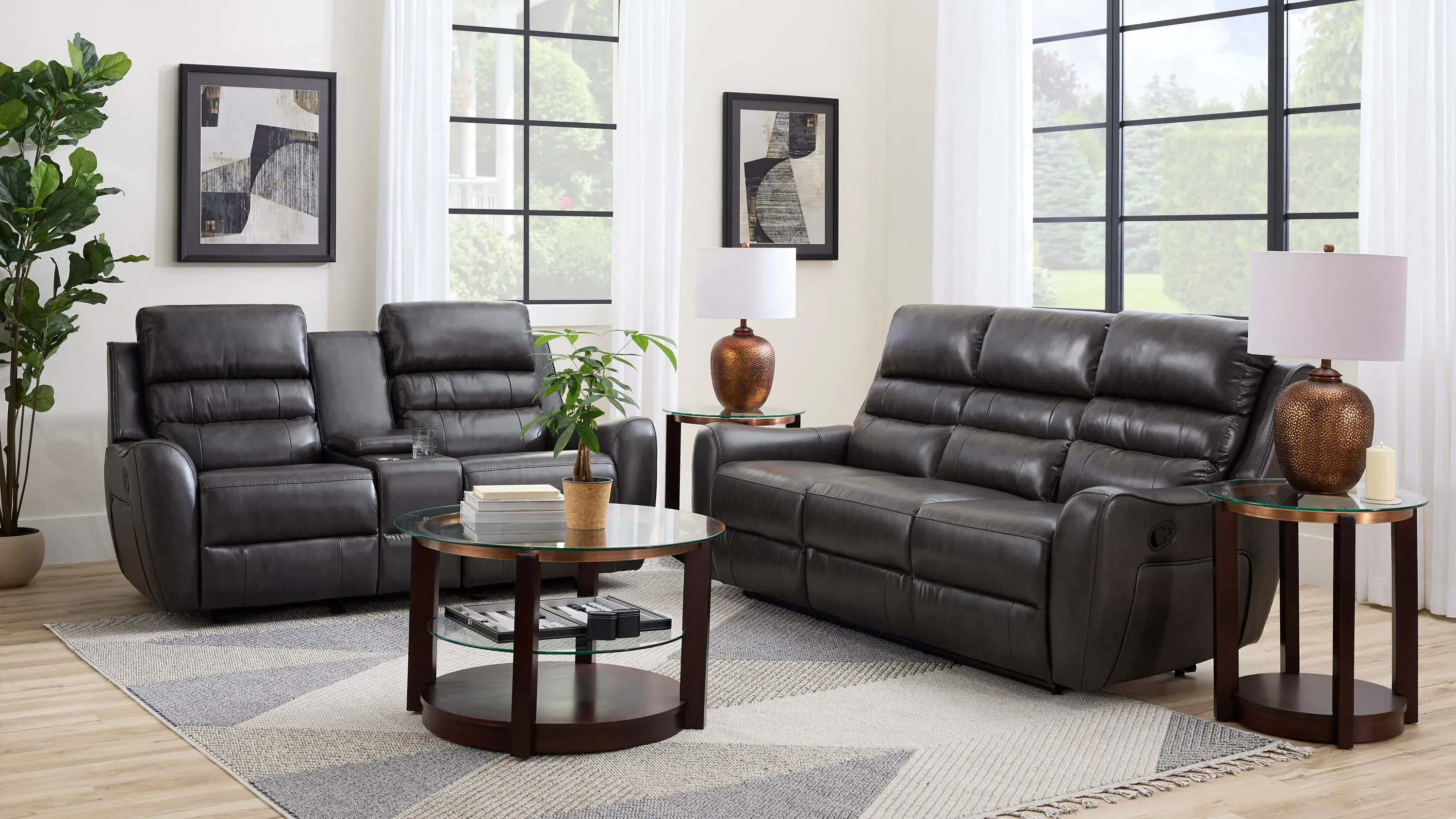 Keegan 2 pc. Reclining Sofa and Glider Console Loveseat Raymour Flanigan