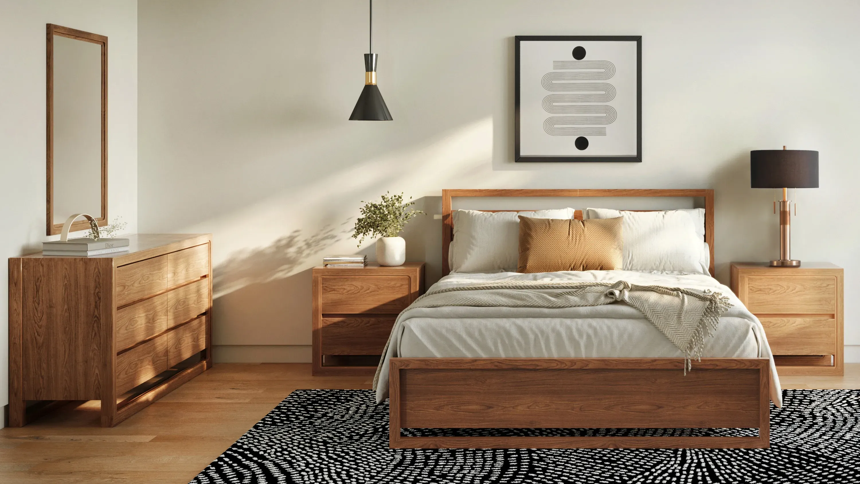 Aversa 4 pc. Bedroom Set w 1 side Storage Bed and 2 Drawer Nightstand Raymour Flanigan