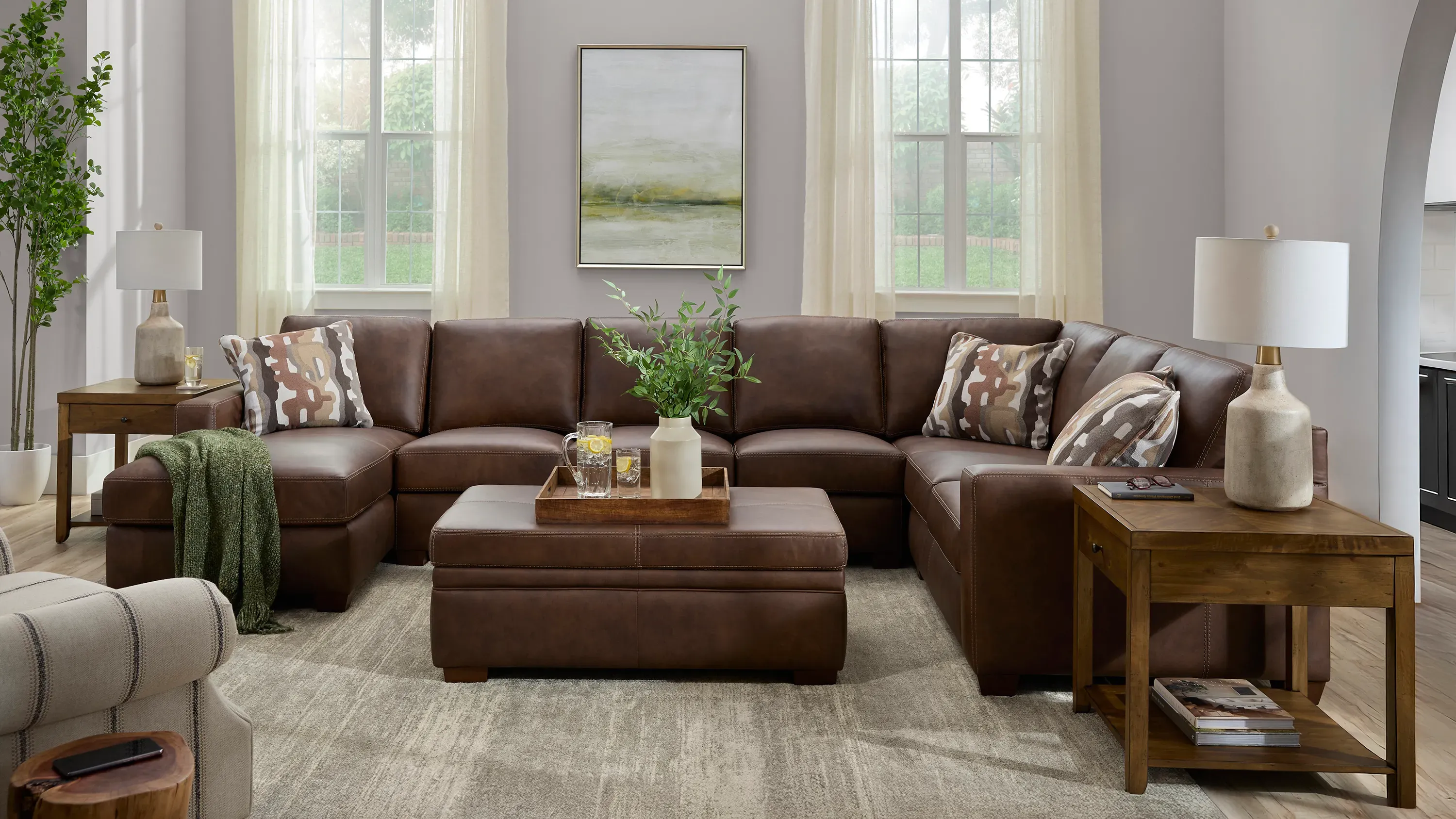 large sectional couch leather