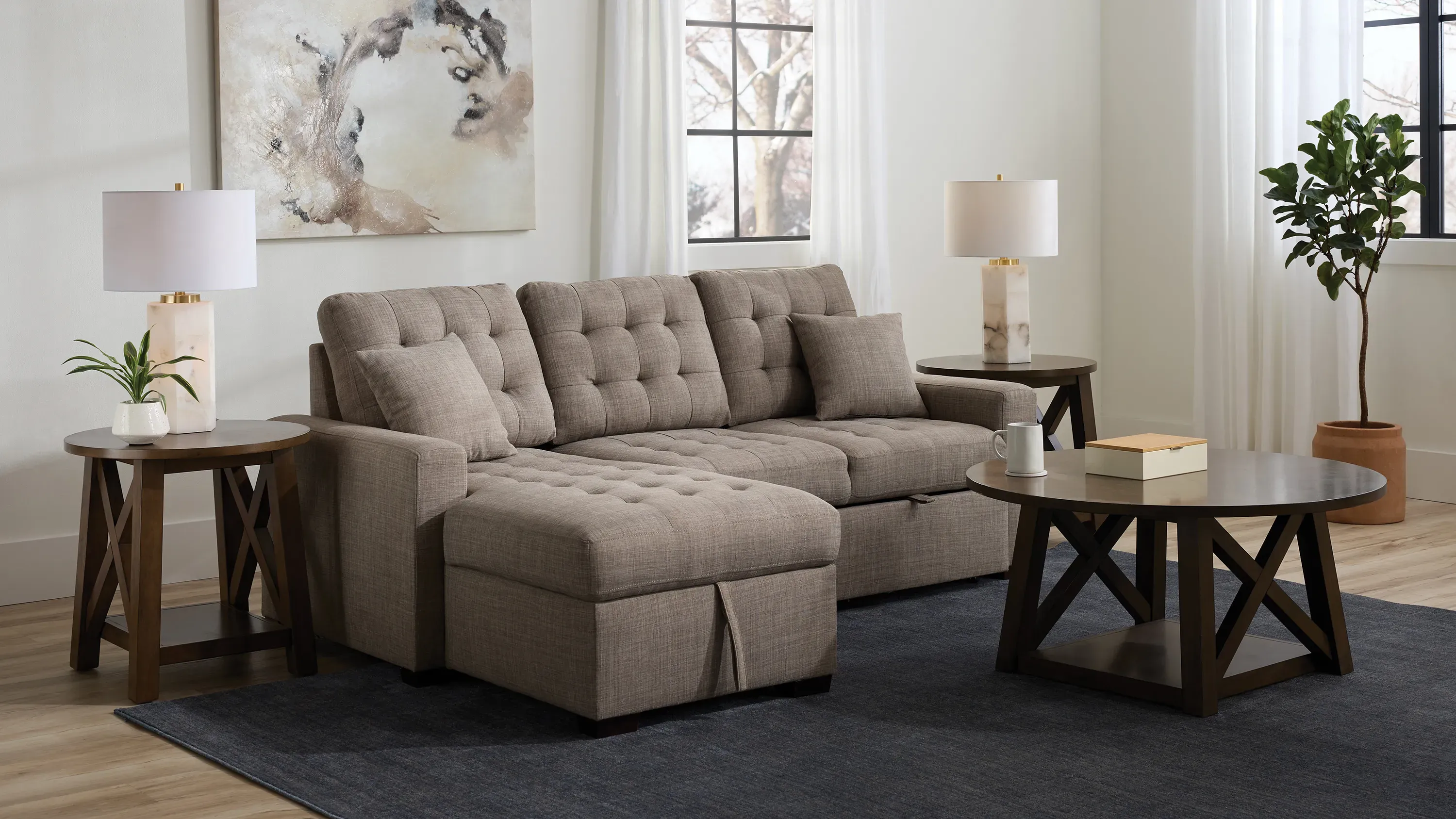 Brynn 2 pc. Sofa Chaise W Pop Up Sleeper And Storage