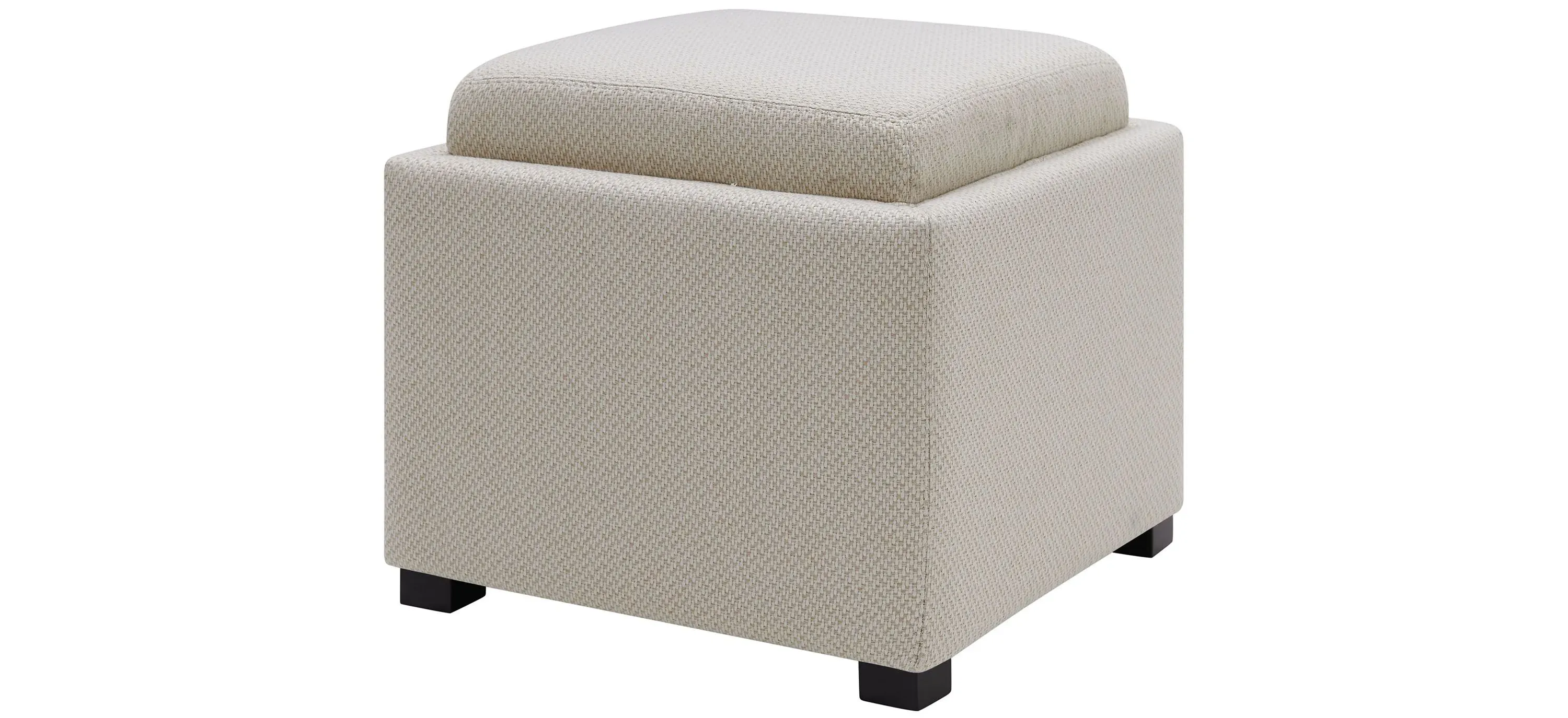 New Pacific Direct Cameron Square Fabric Storage Ottoman with Tray Cardiff Cream