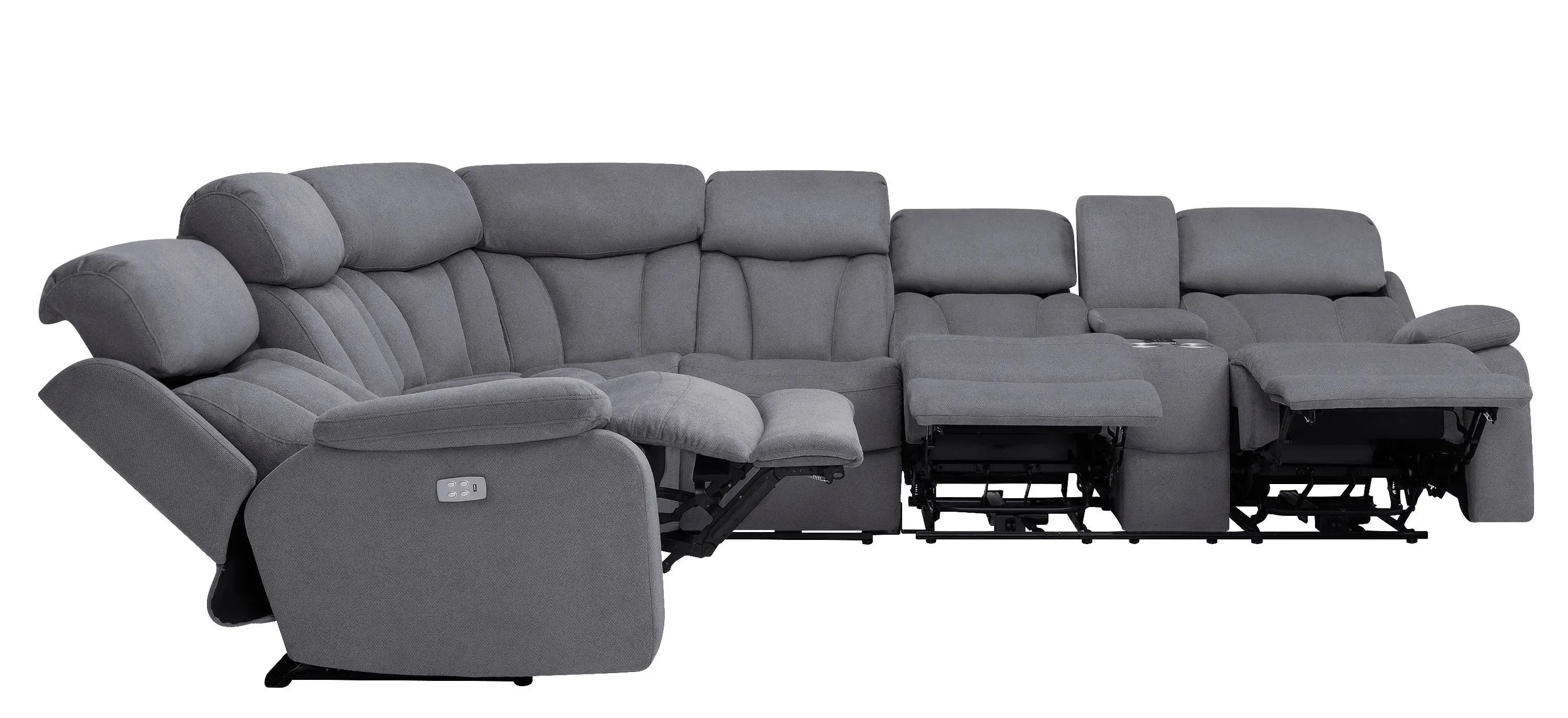 Connell 4 pc. Power Reclining Sectional Sofa w Heat and Massage Raymour Flanigan