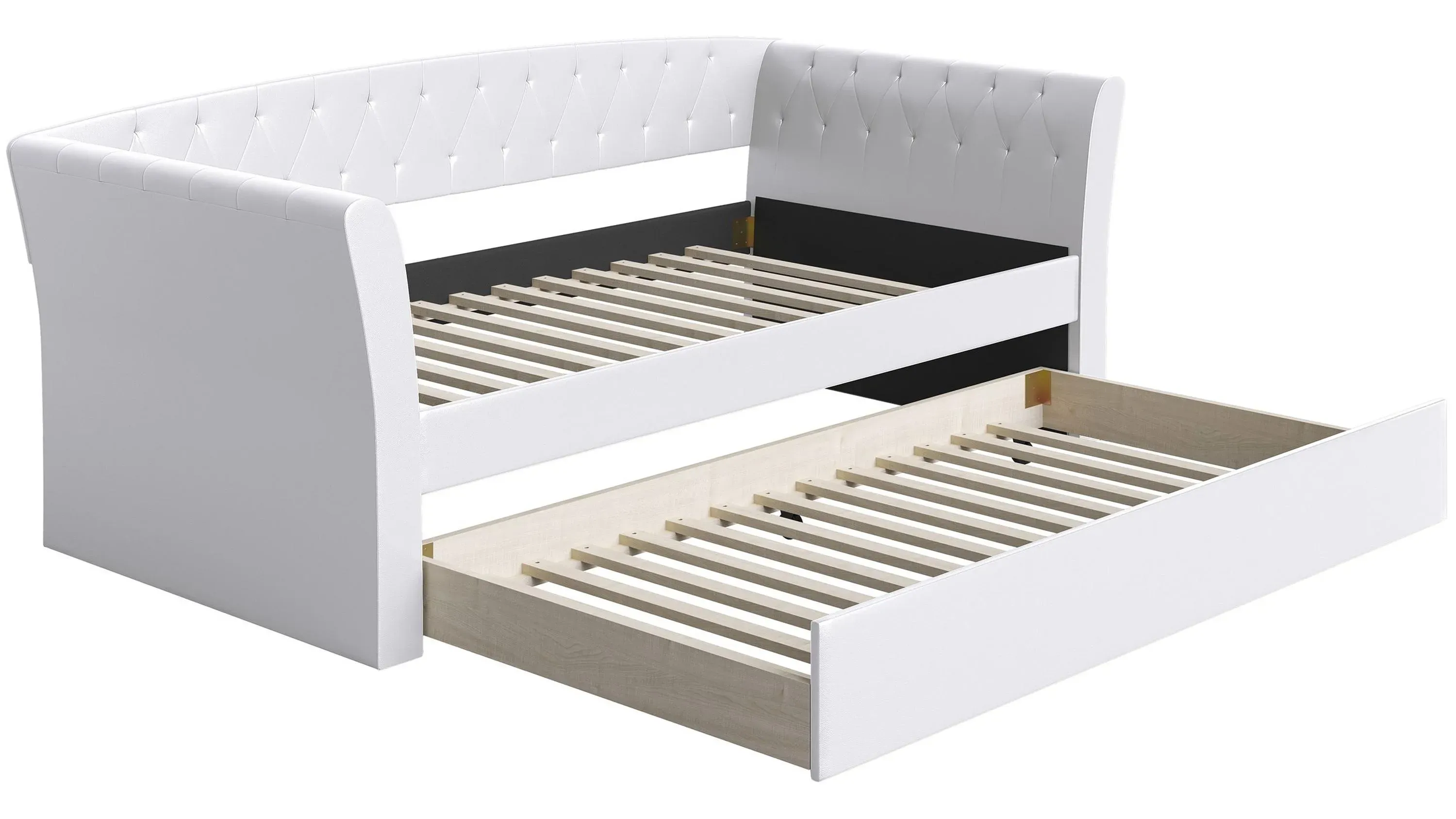 Patrick Faux Leather Daybed with Rolling Trundle Set Raymour Flanigan