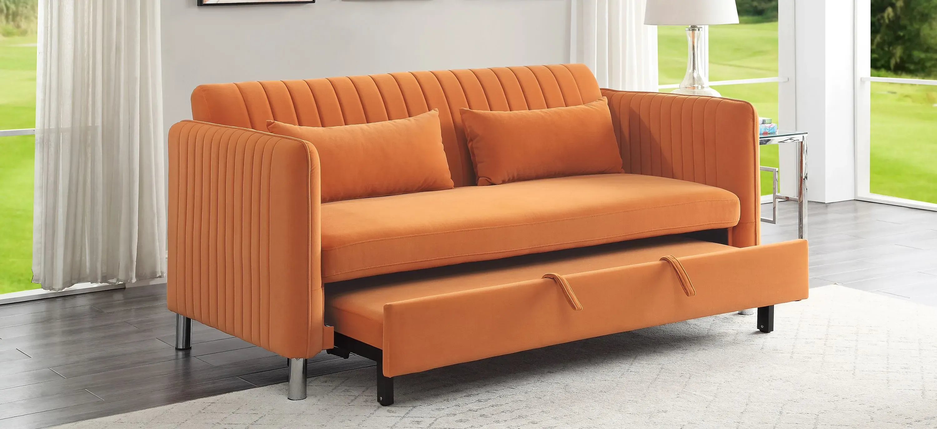 Orange pull out couch store