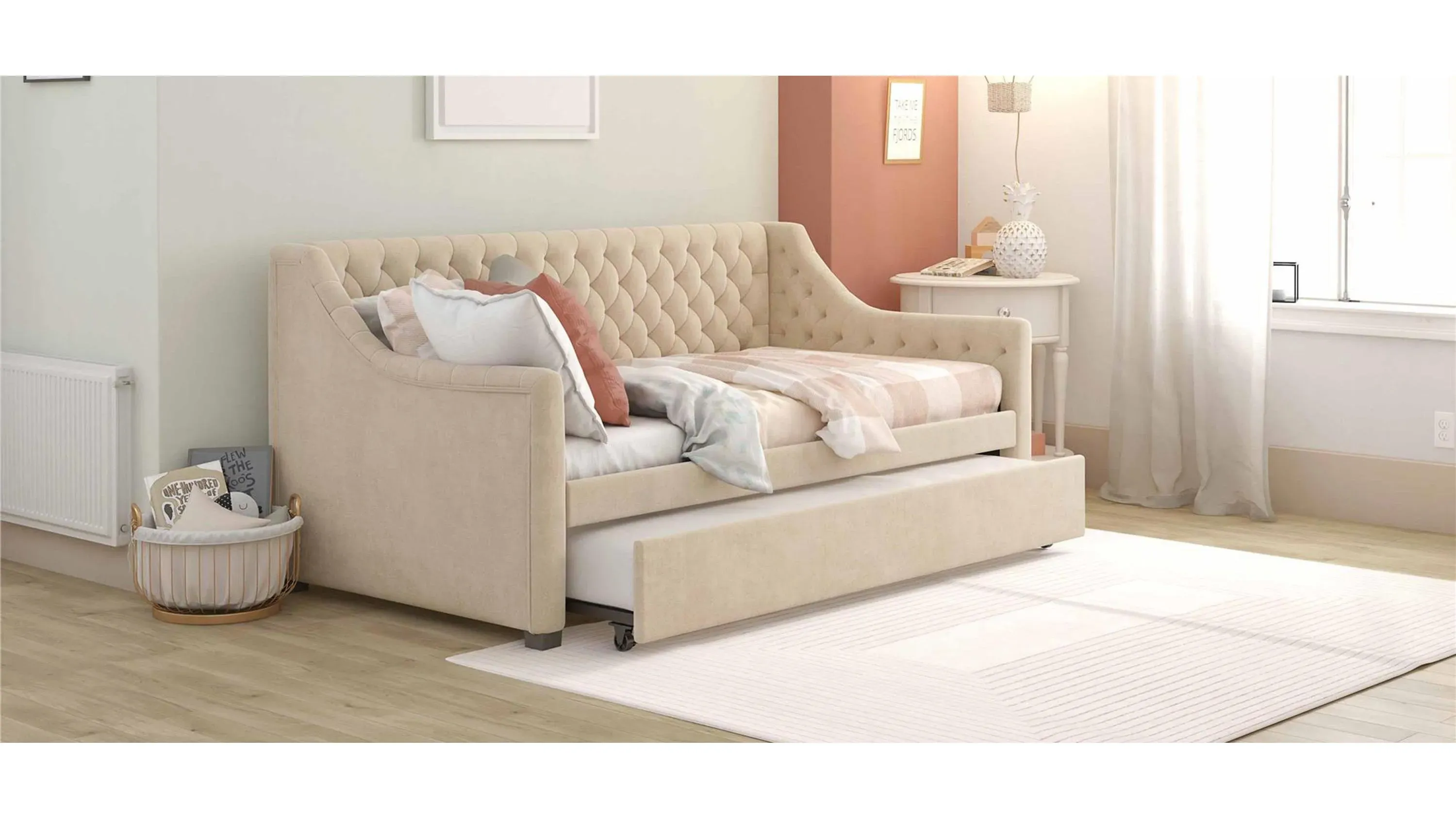 Little Seeds Monarch Hill Ambrosia Upholstered Daybed and Trundle Twin Ivory