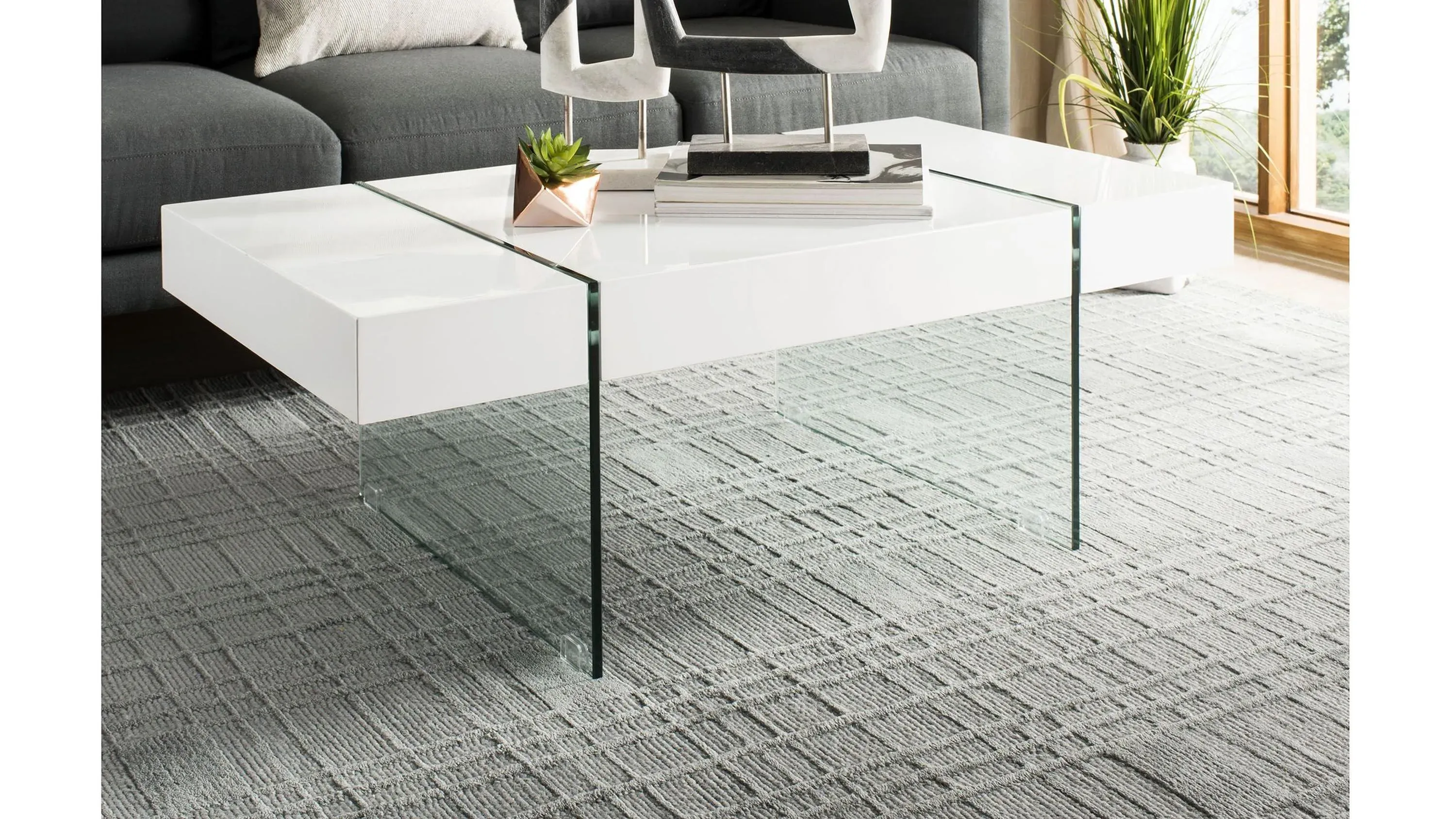 Maris Rectangular Glass Leg Modern Coffee Table | Raymour & Flanigan