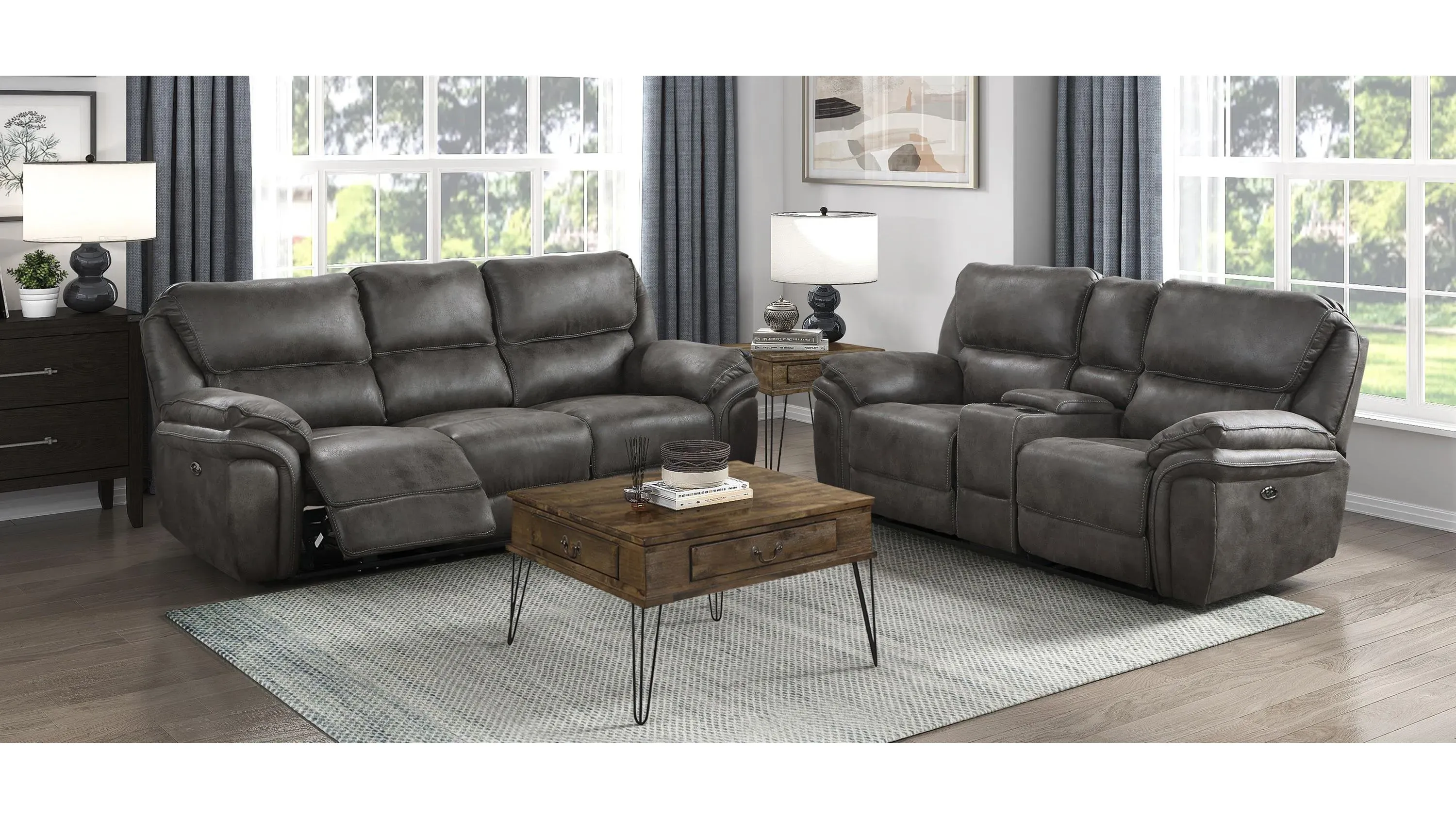 Cassiopeia Double Power Reclining Loveseat | Raymour & Flanigan