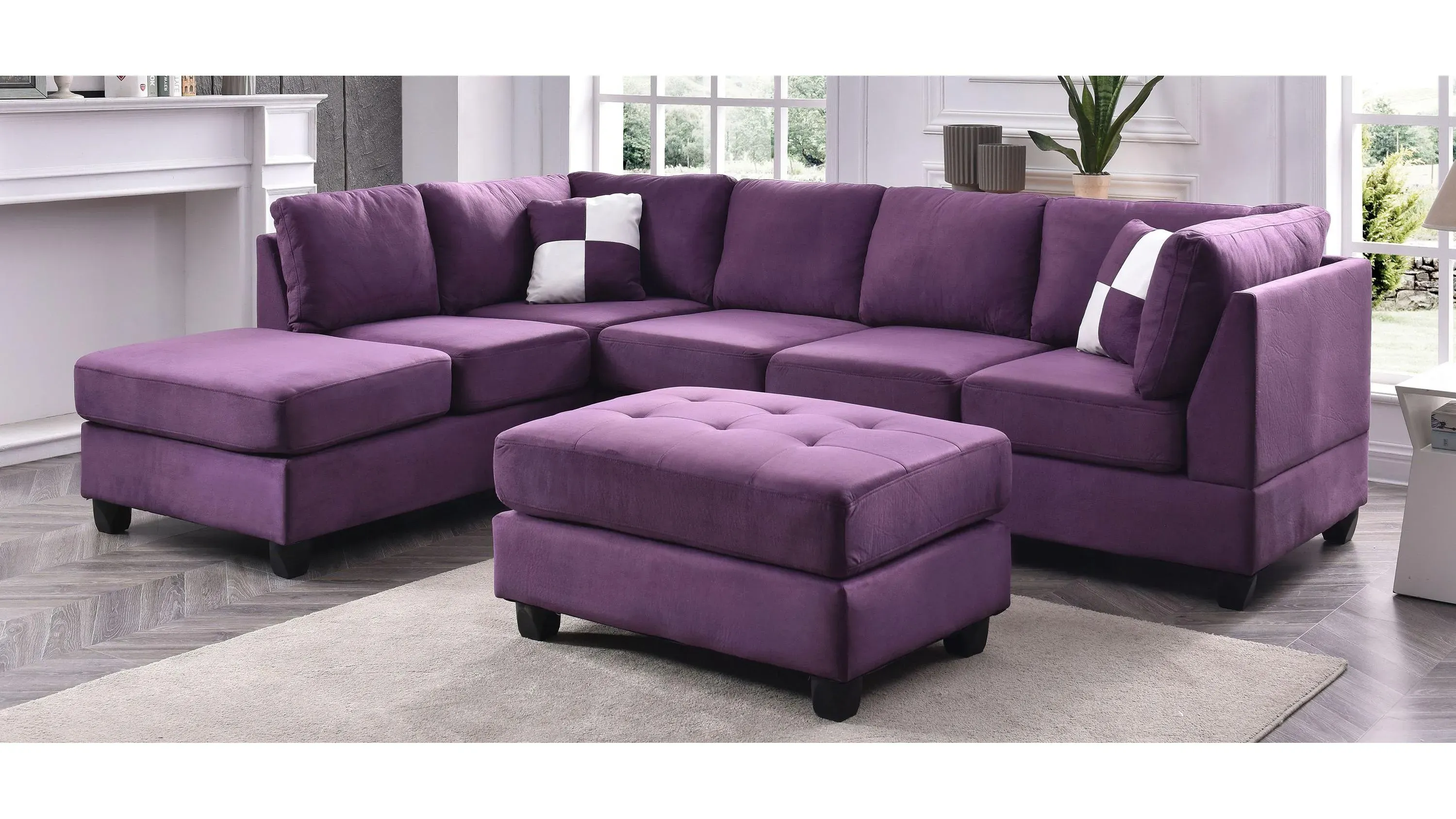 Purple sectional with chaise store