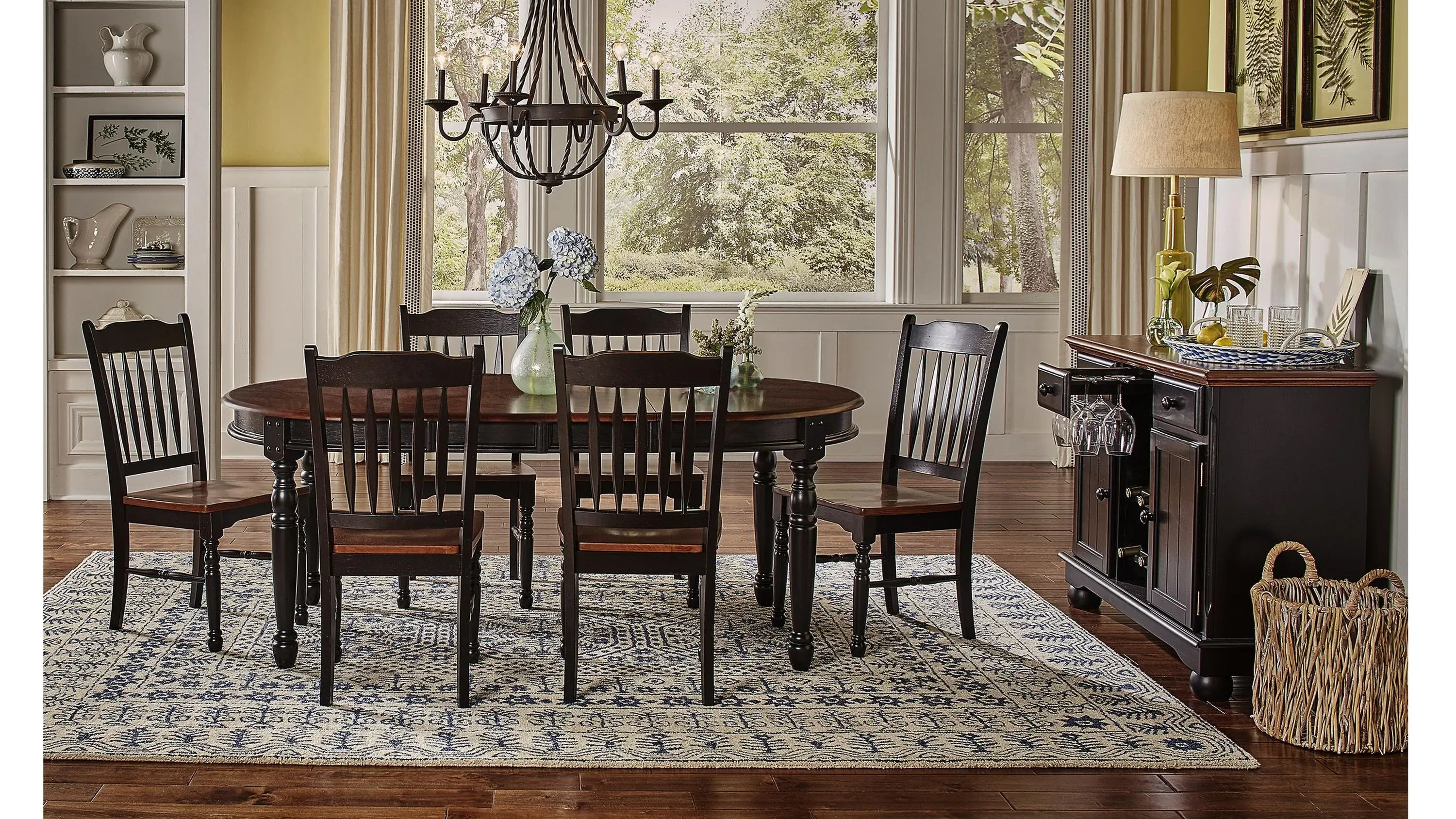 dining room set with server