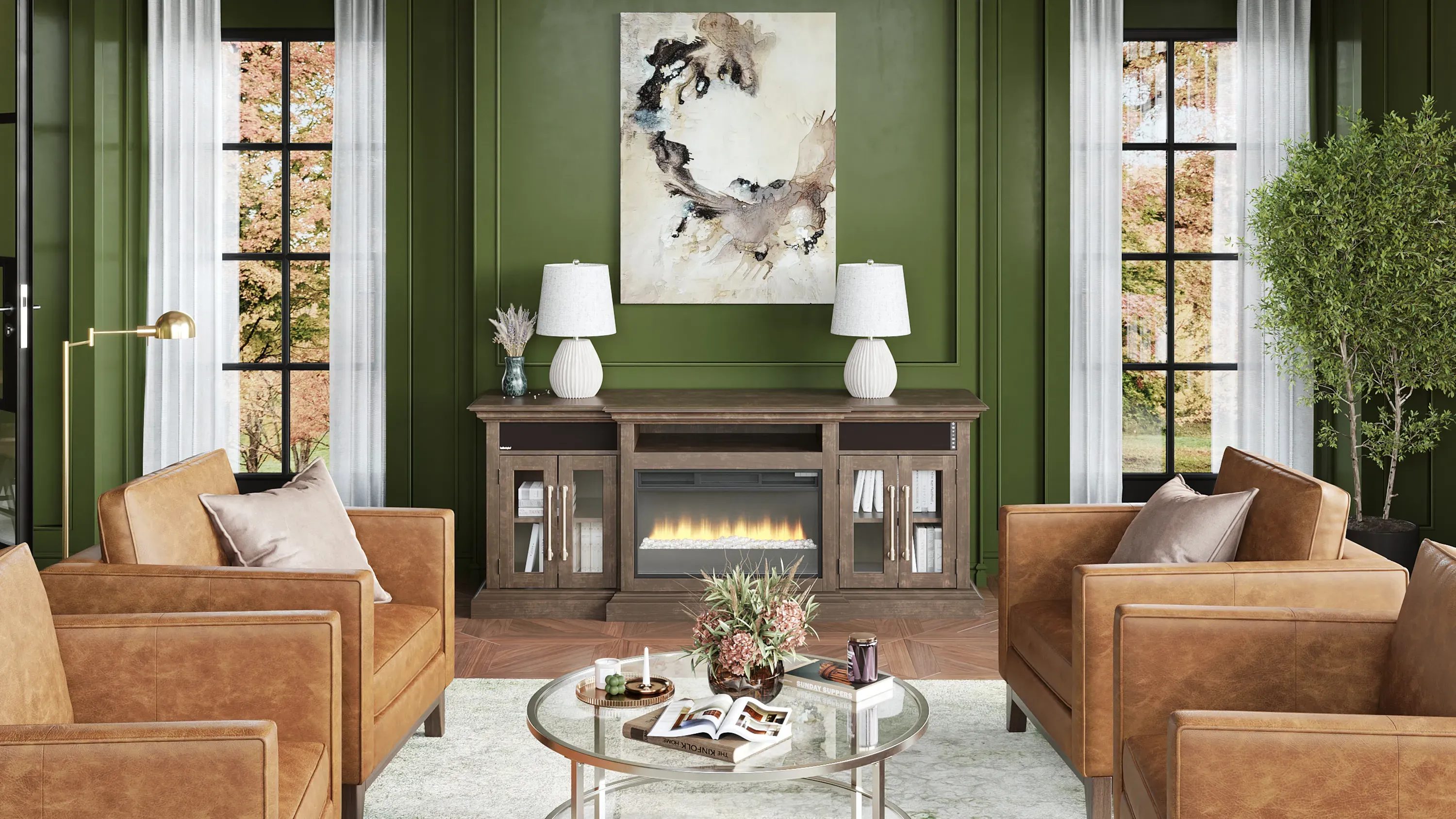 Elise 72 TV Console w Electric Fireplace Raymour Flanigan
