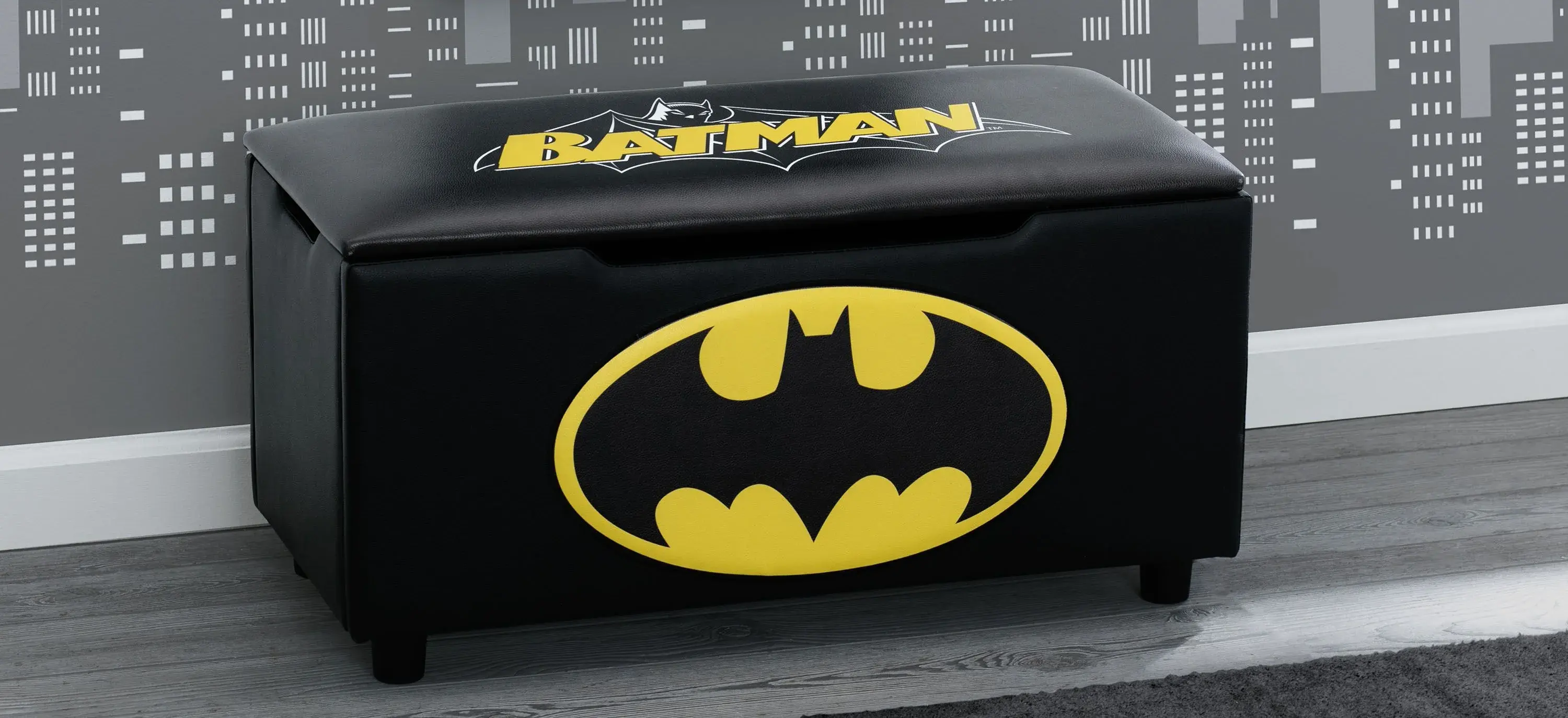 DC Comics Batman Upholstered Storage Bench for Kids by Delta Children ...