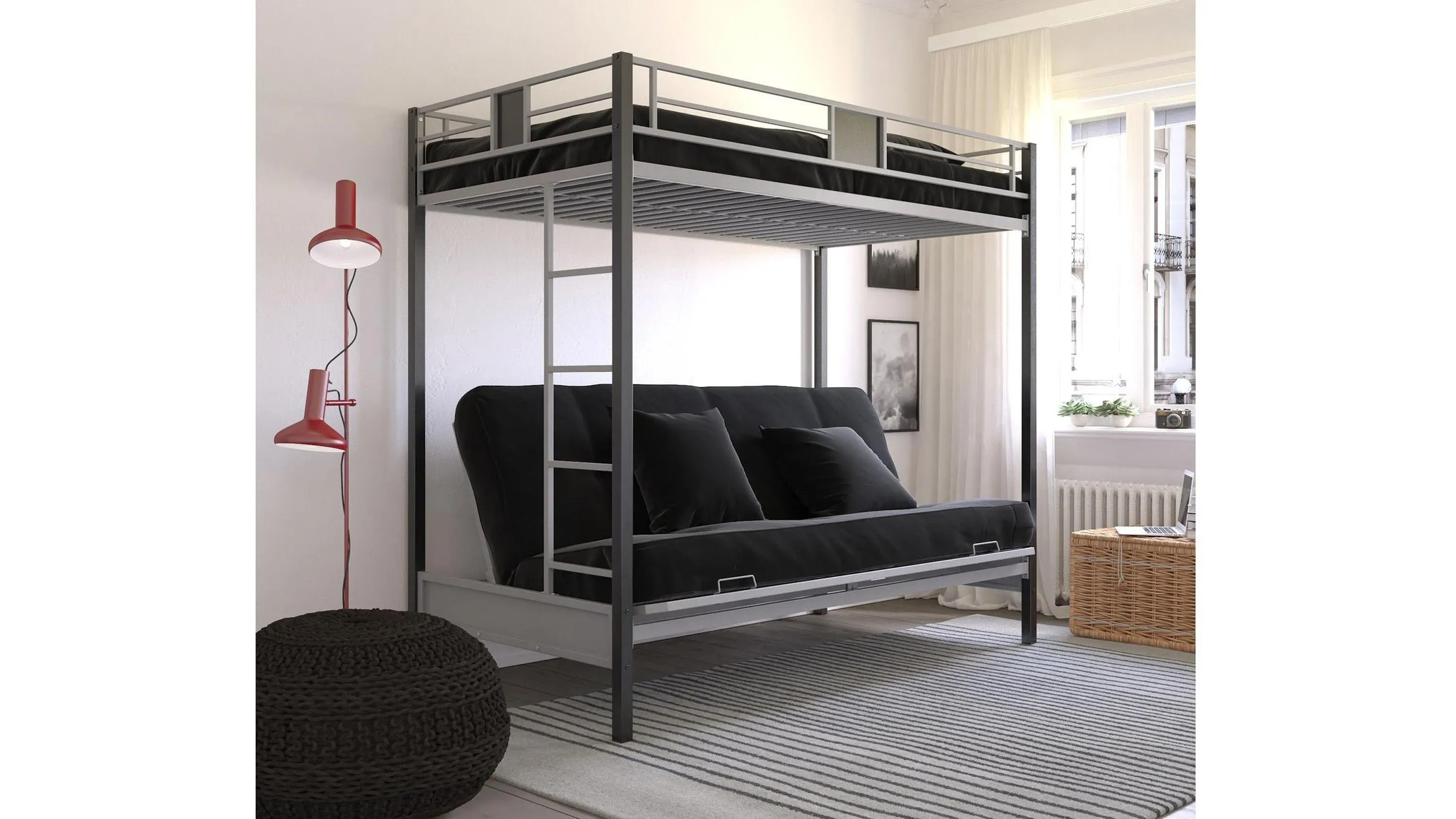 Silver Screen Twin over Futon Bunk Bed Raymour Flanigan