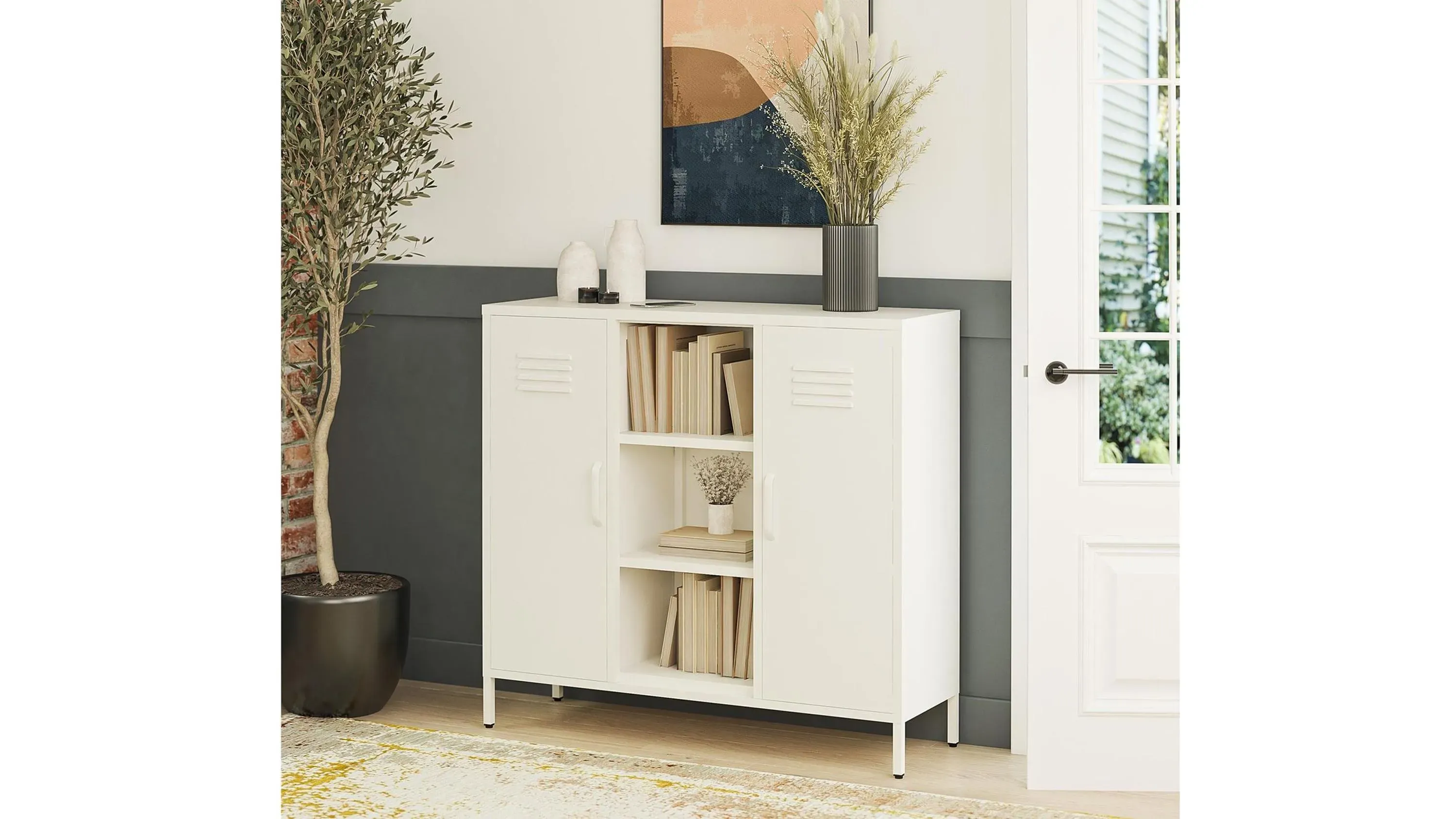 Mission District Metal Locker Console Table | Raymour & Flanigan