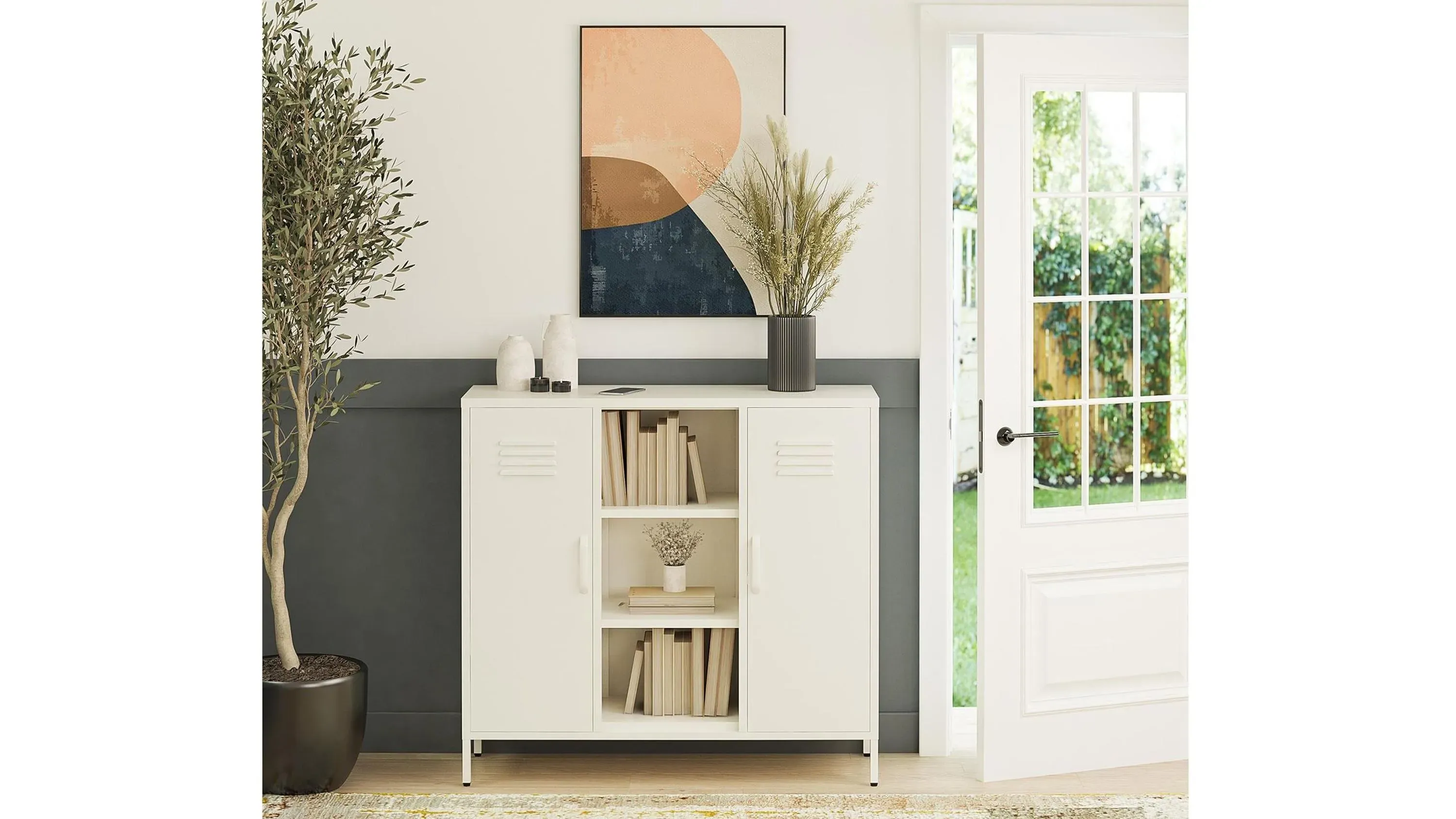 Mission District Metal Locker Console Table | Raymour & Flanigan