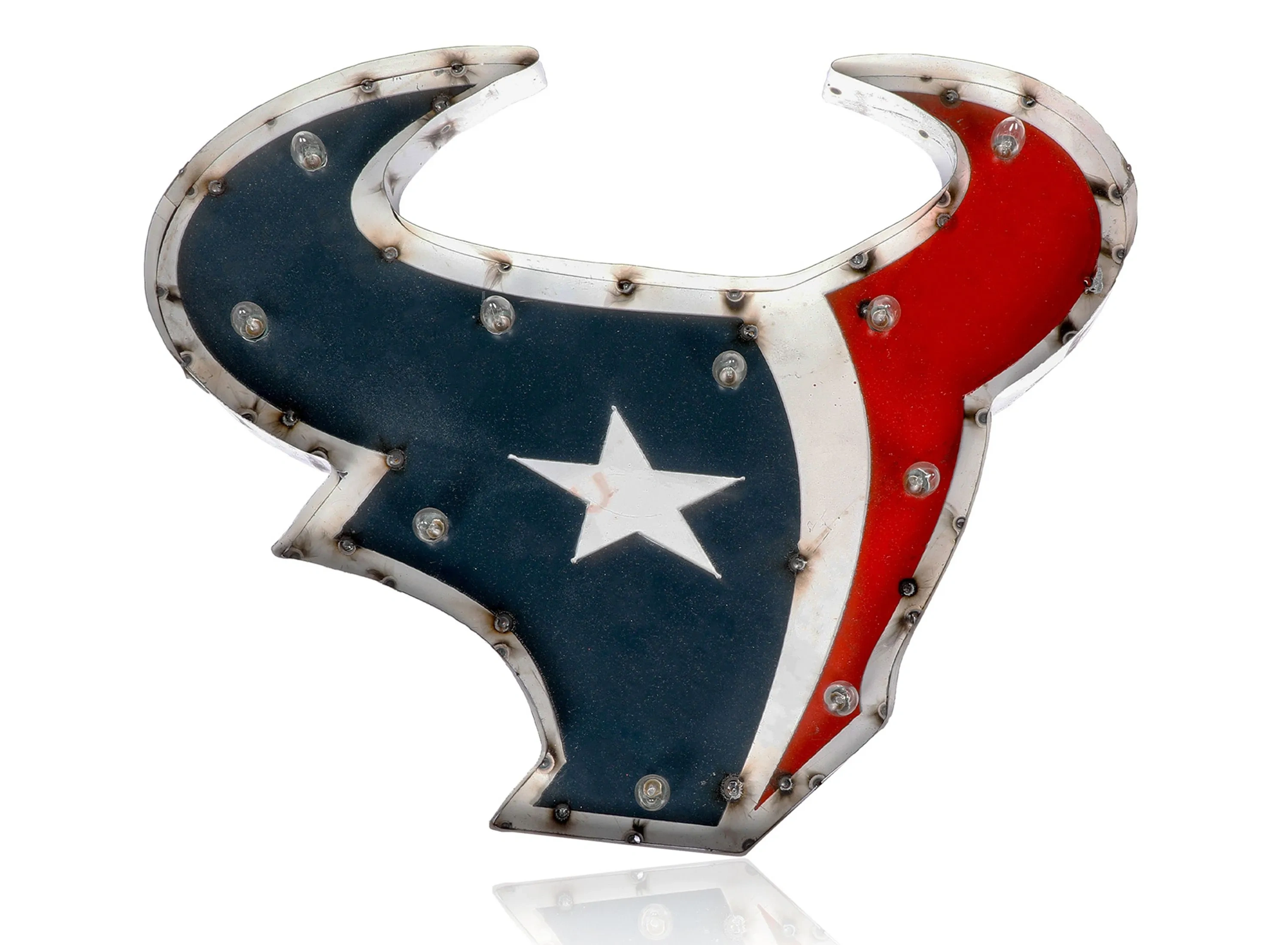 Houston Texans NFL Logo Lighted Recycled Metal Sign | Raymour & Flanigan