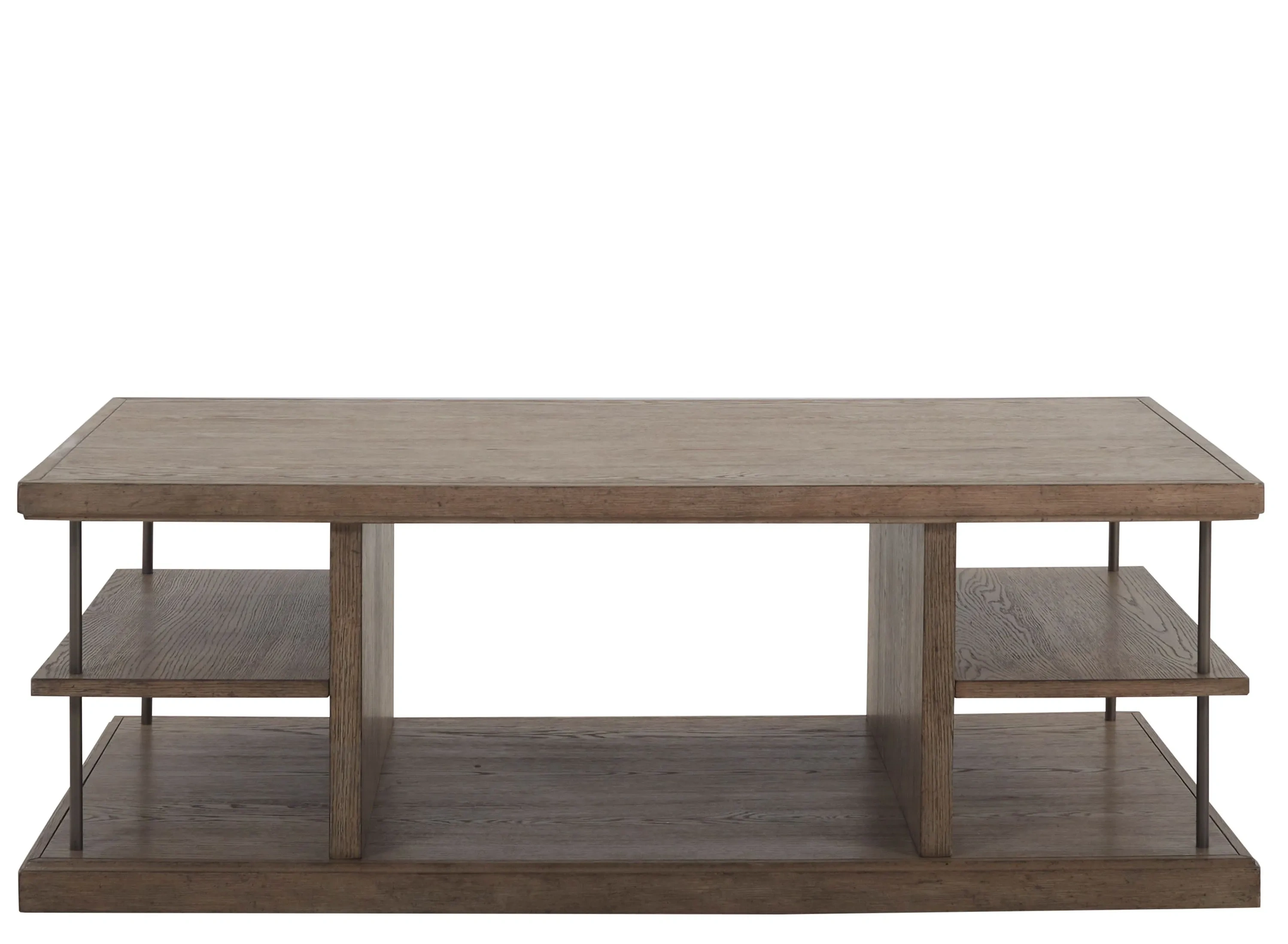 City Scape Rectangle Cocktail Table w/ Shelves and Casters | Raymour ...