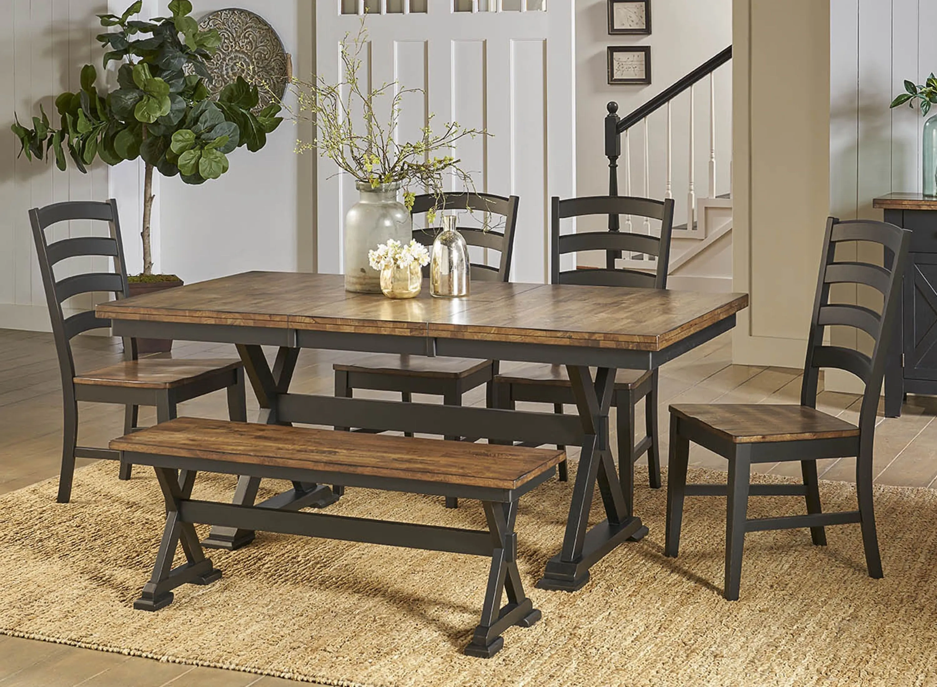 Stone Creek 6-pc. Dining Set w/Bench | Raymour & Flanigan