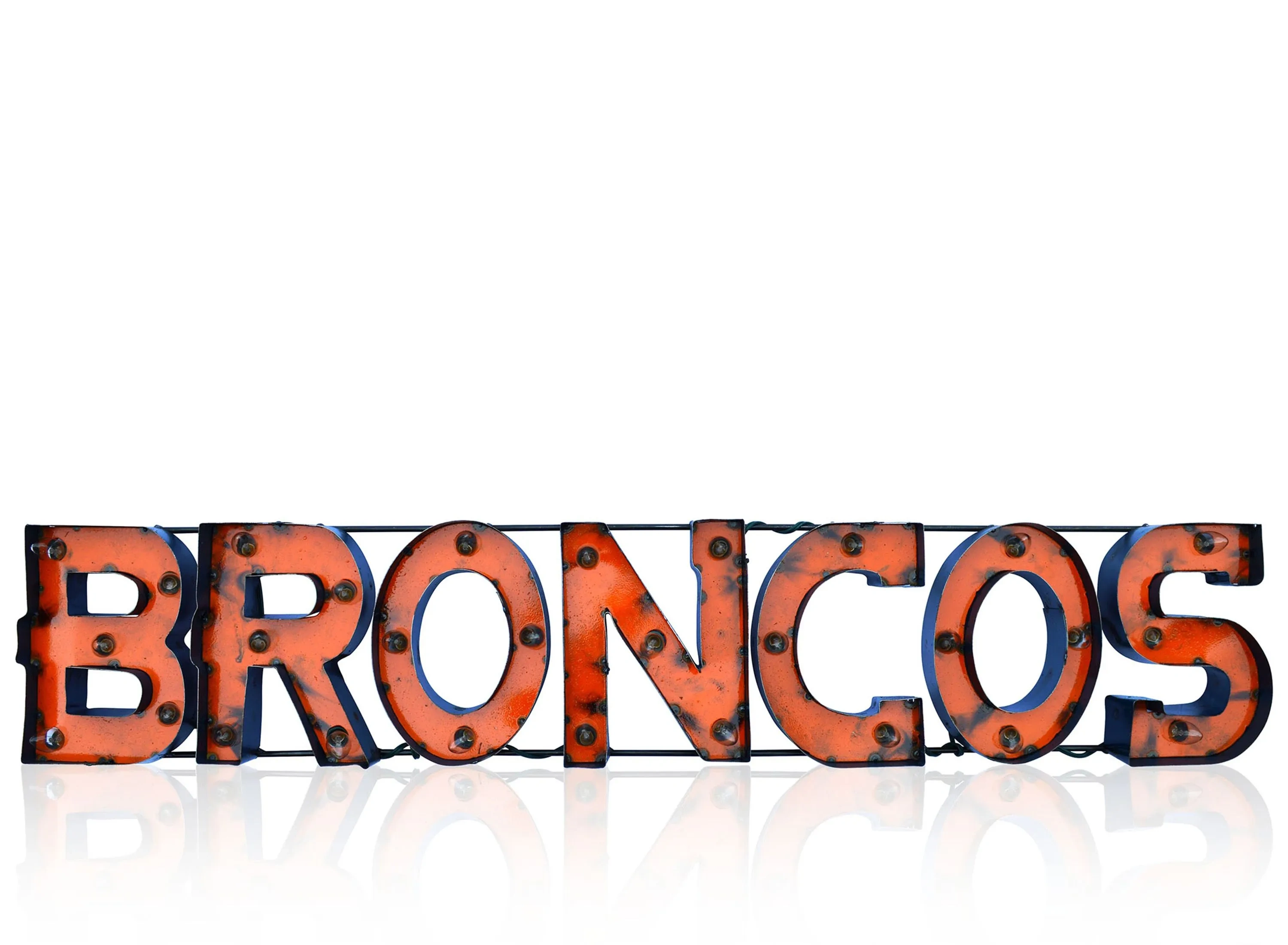 Denver Broncos NFL Lighted Recycled Metal Sign | Raymour & Flanigan