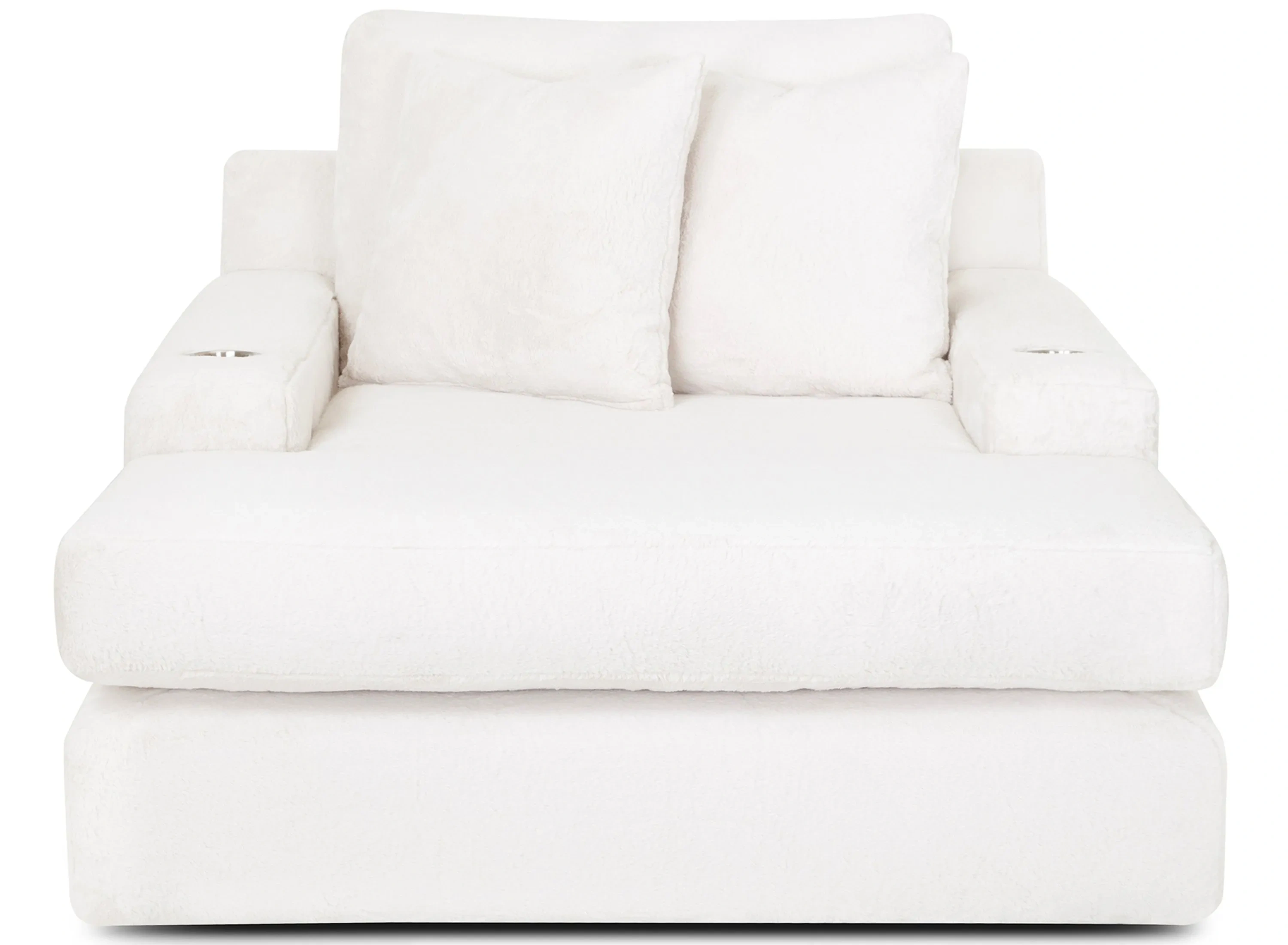 Woolly Small Chaise w/ Dual Cup Holders and USB | Raymour & Flanigan