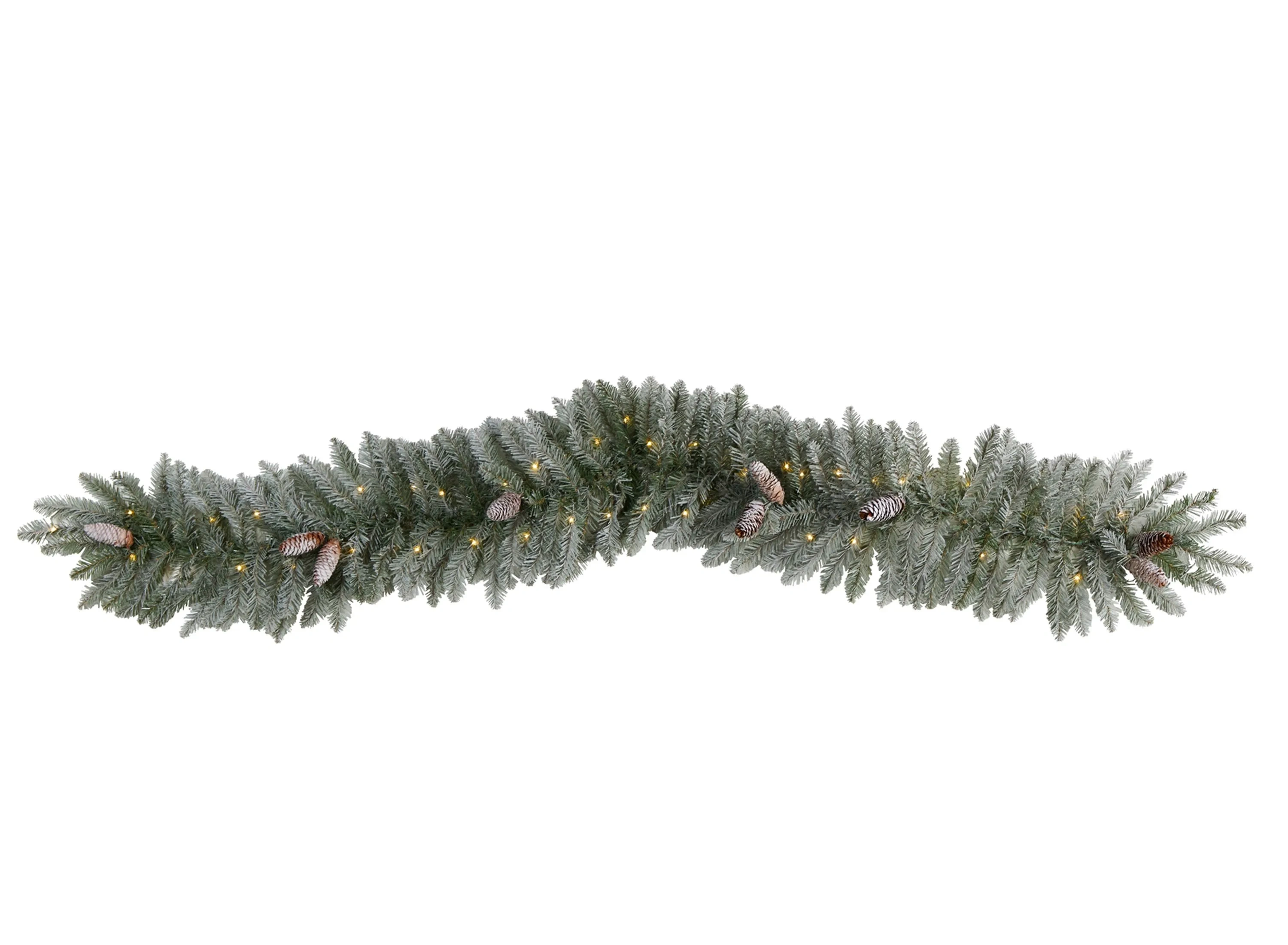 Adak 6ft Pre-Lit Frosted Garland with Pinecones | Raymour & Flanigan