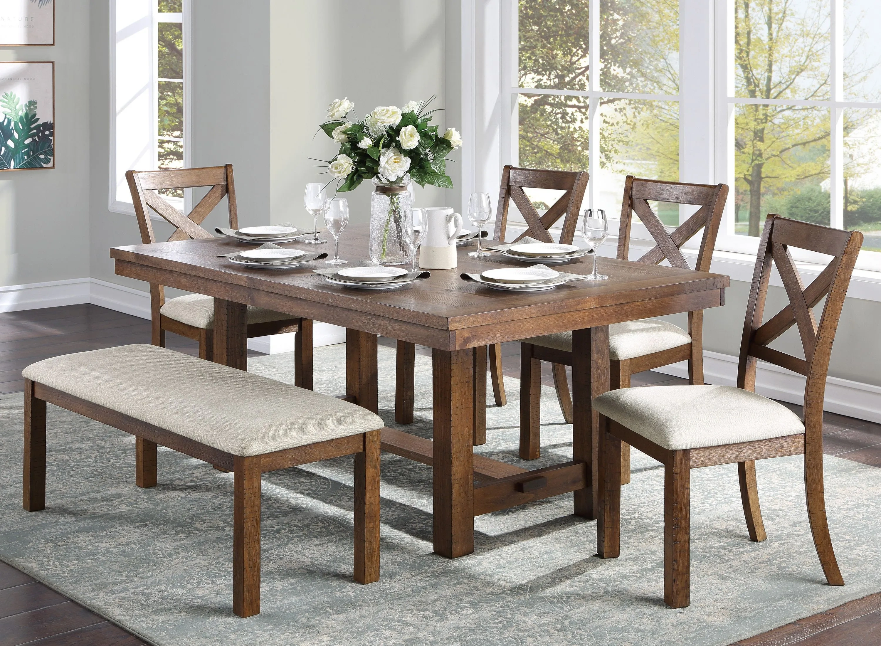 Levittown 6-pc. Dining Set w/ Bench | Raymour & Flanigan