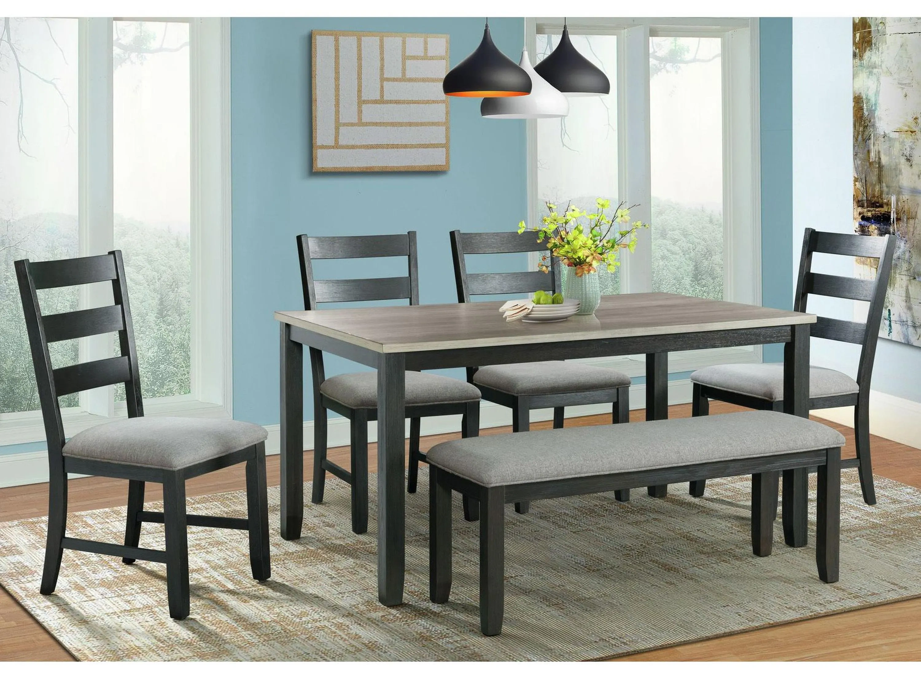 Glenwood 6-pc. Dining Set w/ Bench | Raymour & Flanigan
